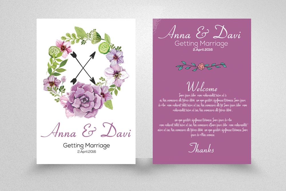 Double Sided Invitation Wedding Cards