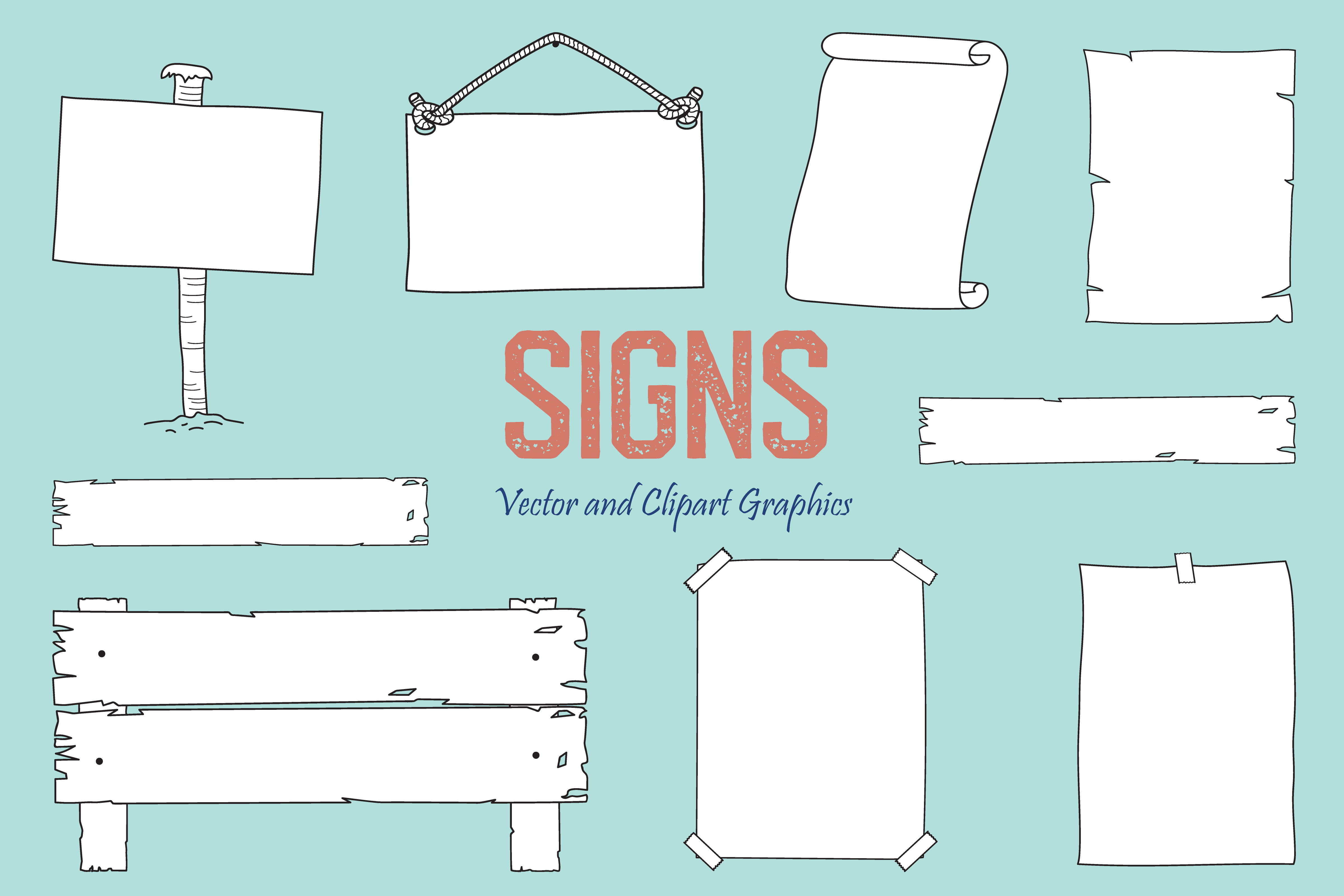 Sign and Frame Border (83712) | Decorations | Design Bundles