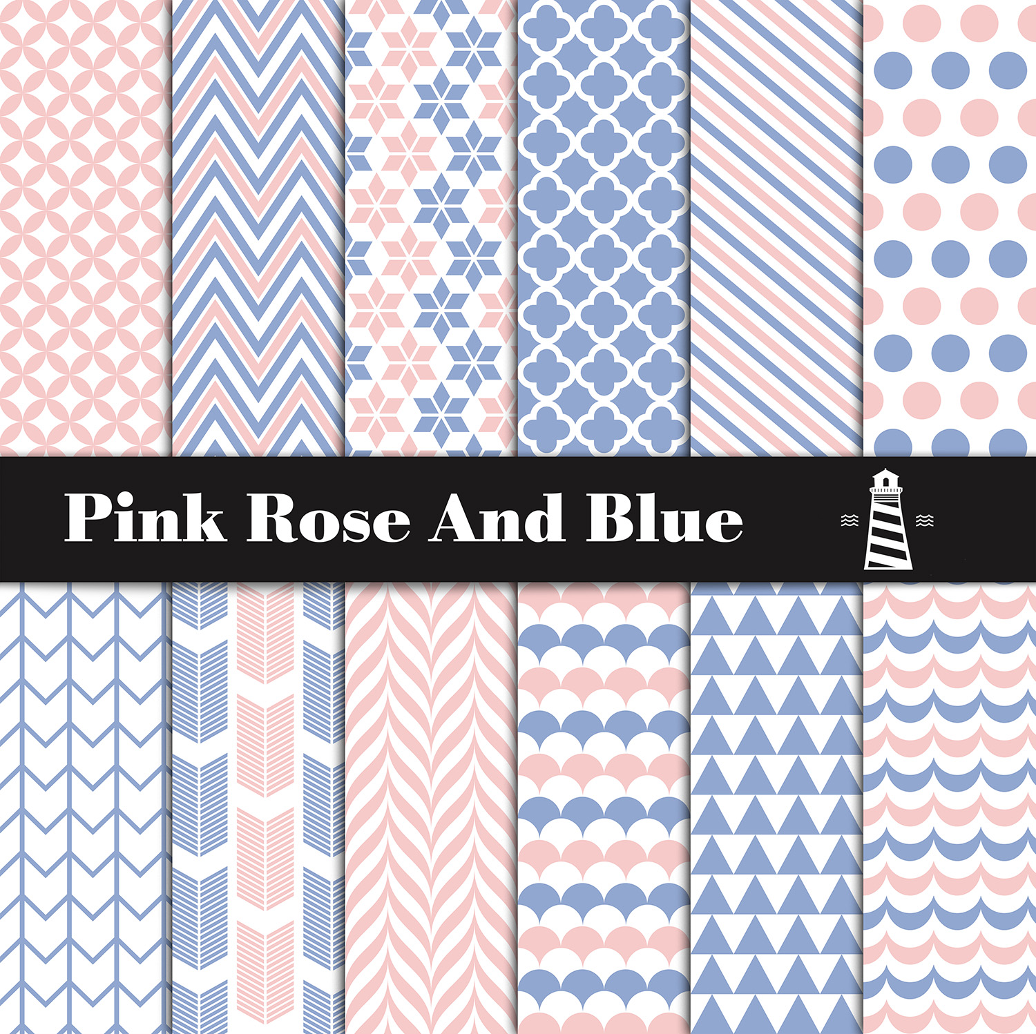 Pink Rose And Blue Patterns