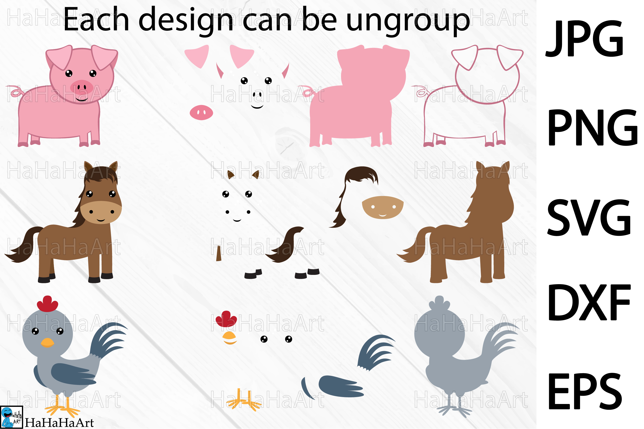 Farm Animals - Clip art / Cutting Files - 73c