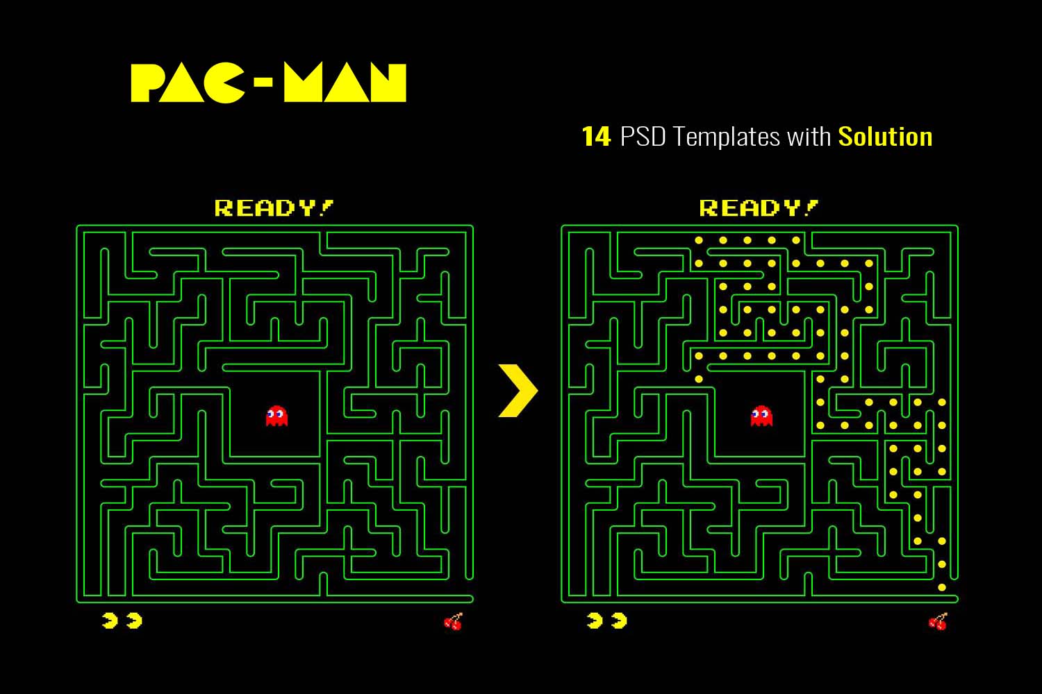 14 PACMAN Games PSD Templates With Solution