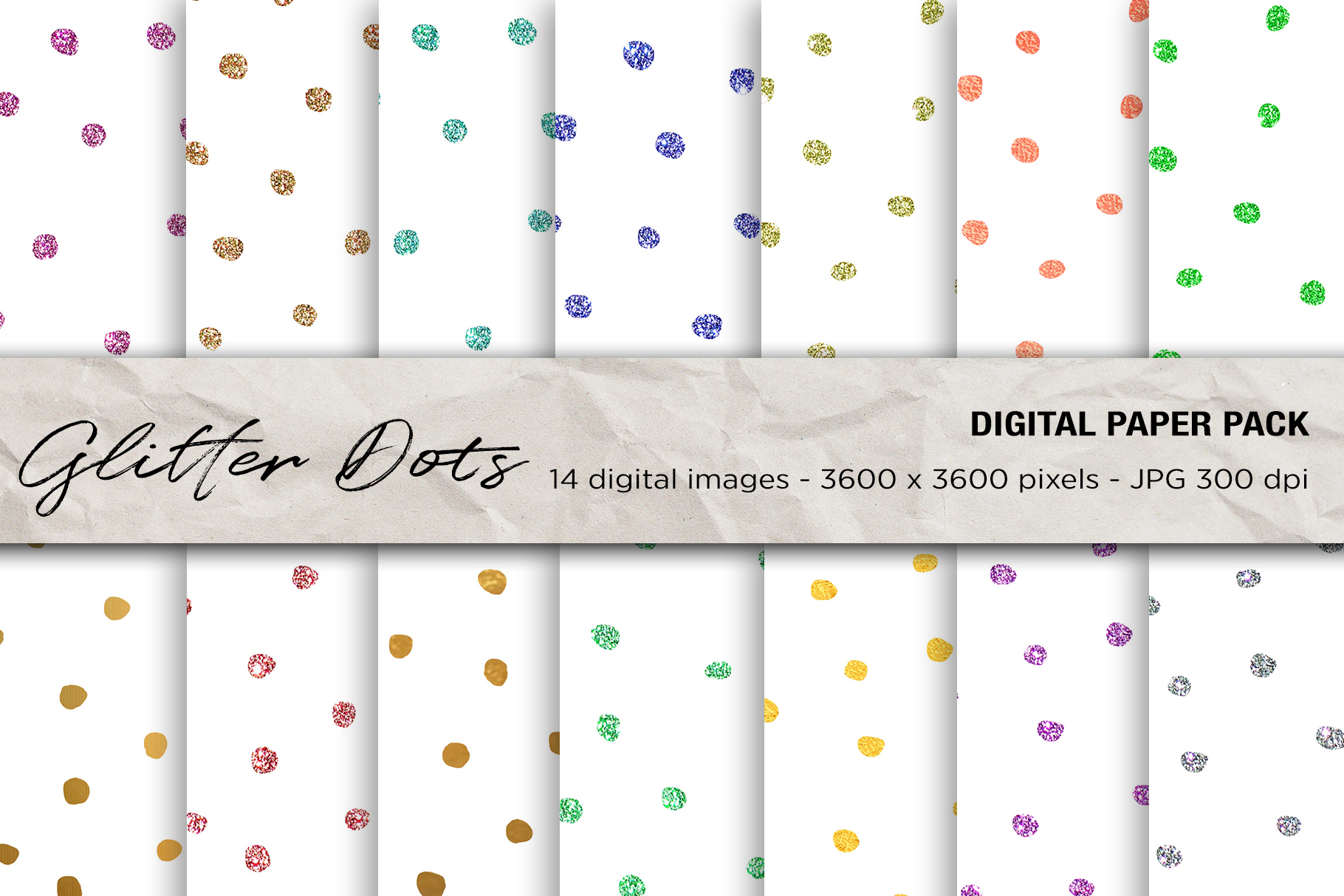 Glitter Dots Digital Papers, Dots Background, Dots Textures