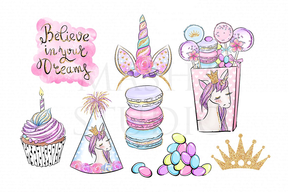 Princess Party clipart (95850) | Illustrations | Design Bundles