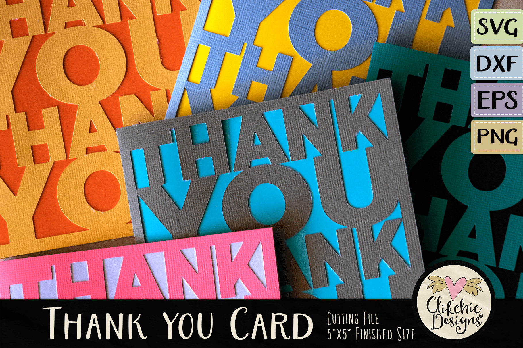 Thank You Card SVG - Thanks Card Cutting File, DXF, PNG, EPS
