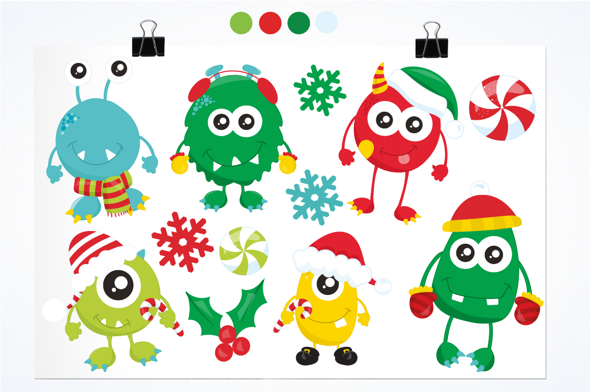 Christmas Monsters icons graphics and illustrations