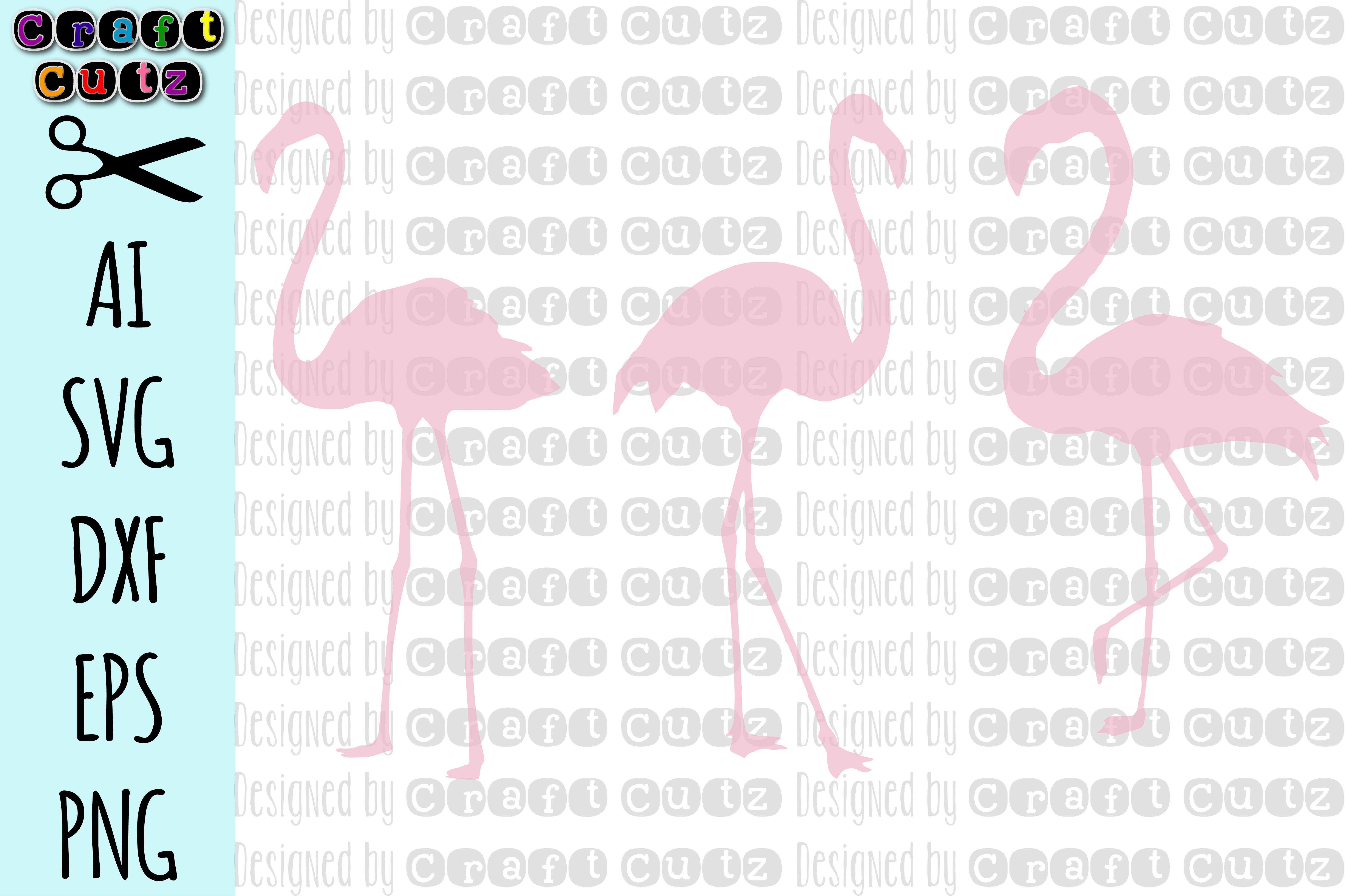 Flamingo Cut File, AI, SVG, DXF, EPS, and PNG