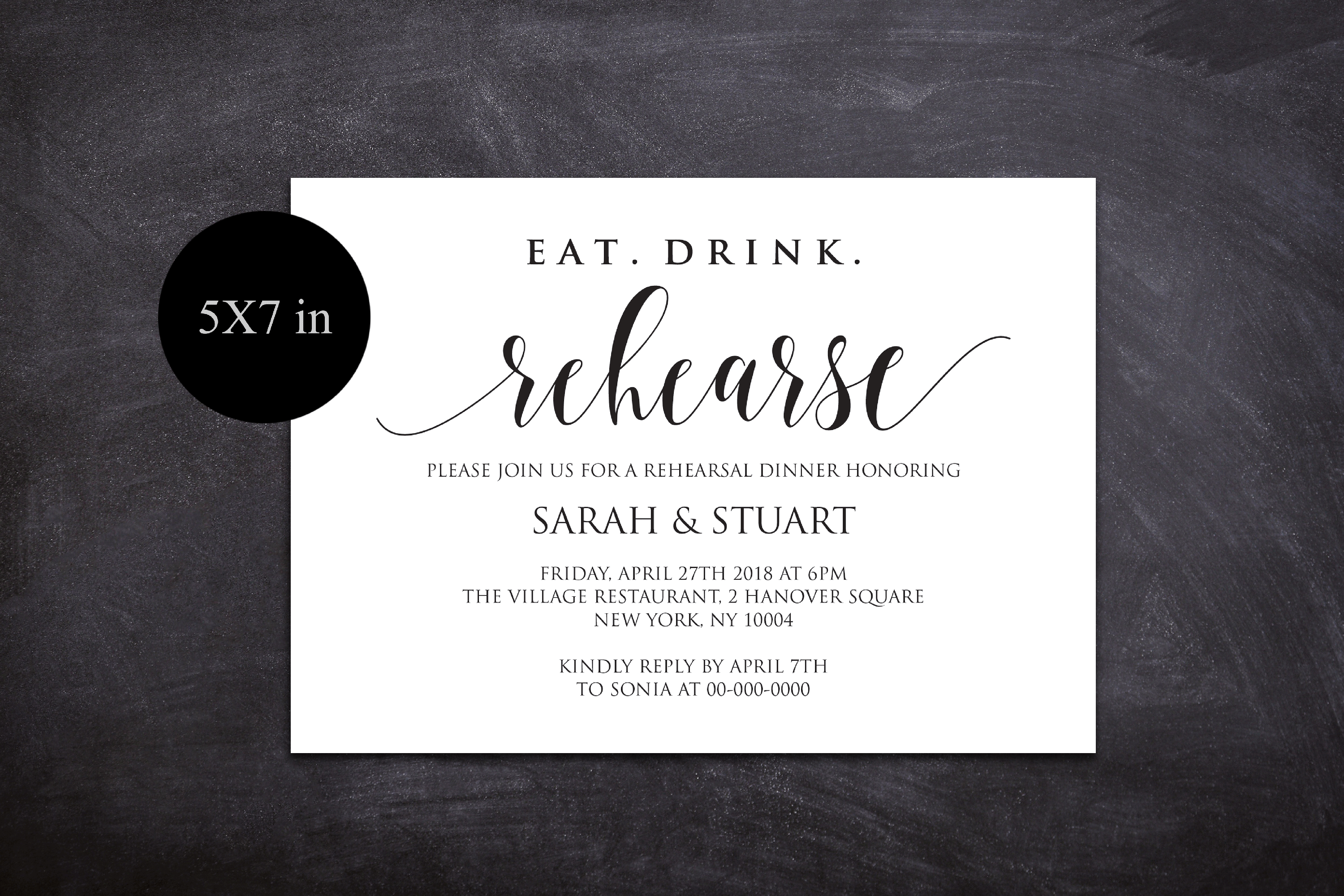 Eat Drink Rehearse Rehearsal dinner invitation template (358507) | Card ...
