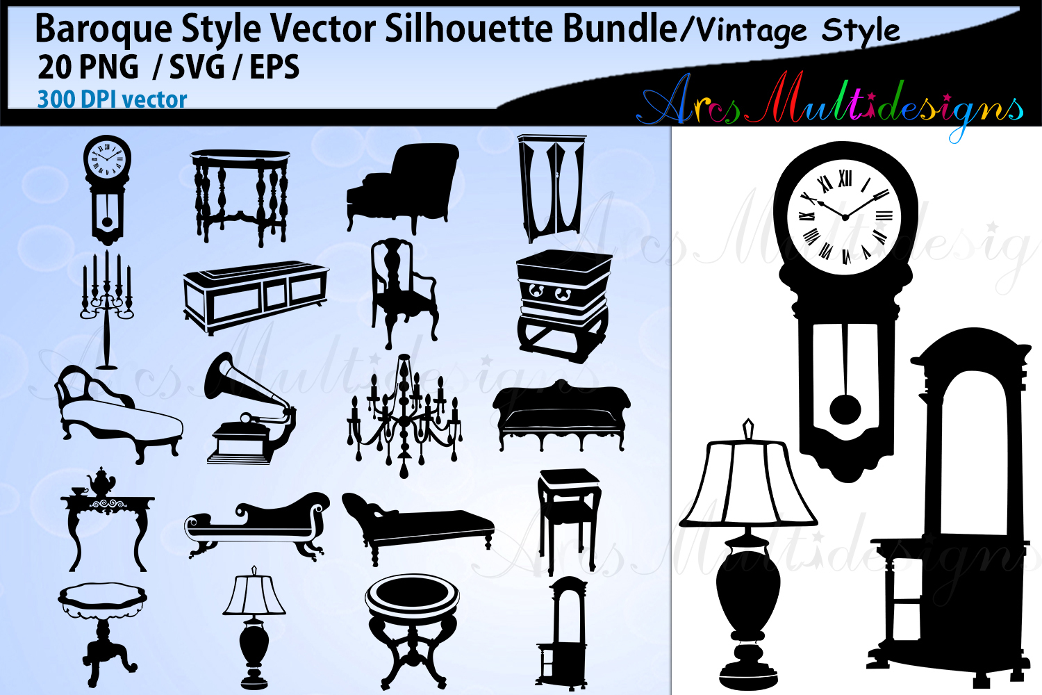 Baroque elements and Objects SVG vector silhouette (125751 ...