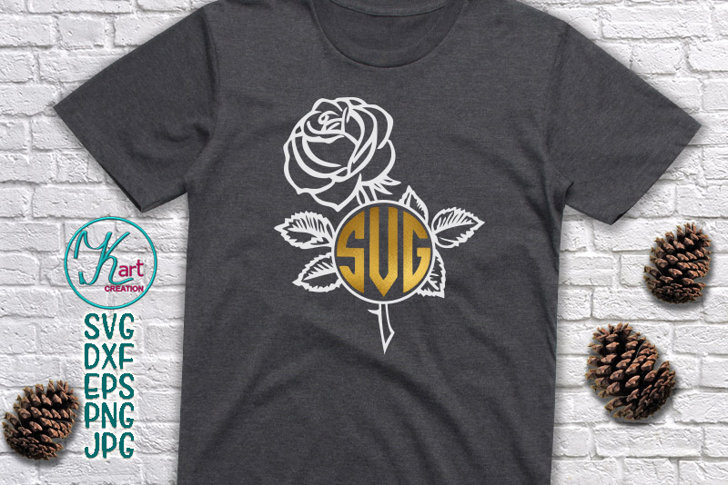 Flower Rose Split Circle Monogram Svg Dxf Ready For Cut File