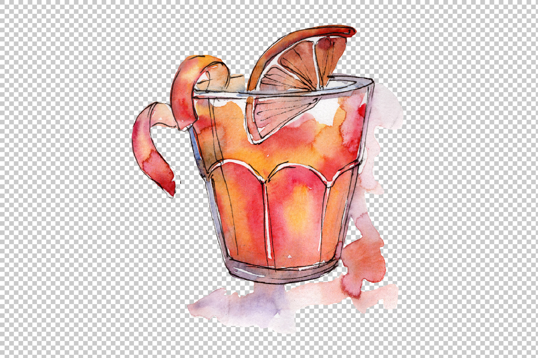 Cocktail mix PNG watercolor set