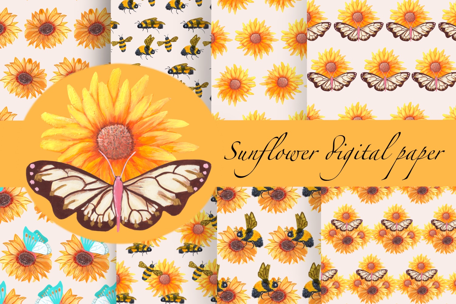 Sunflower digital paper