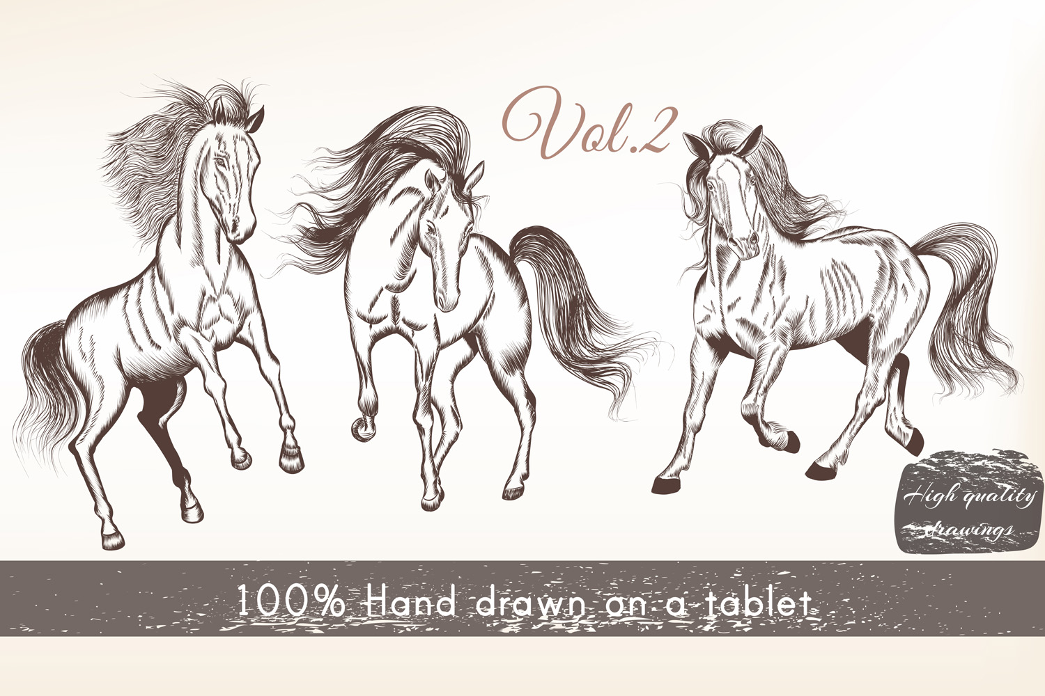 Big set of hand drawn horses (96985) | Illustrations | Design Bundles
