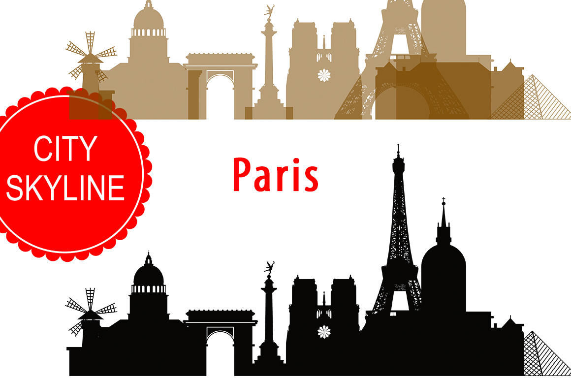 Paris Skyline Vector SVG, JPG, PNG, DWG, CDR, EPS, AI (36417 ...