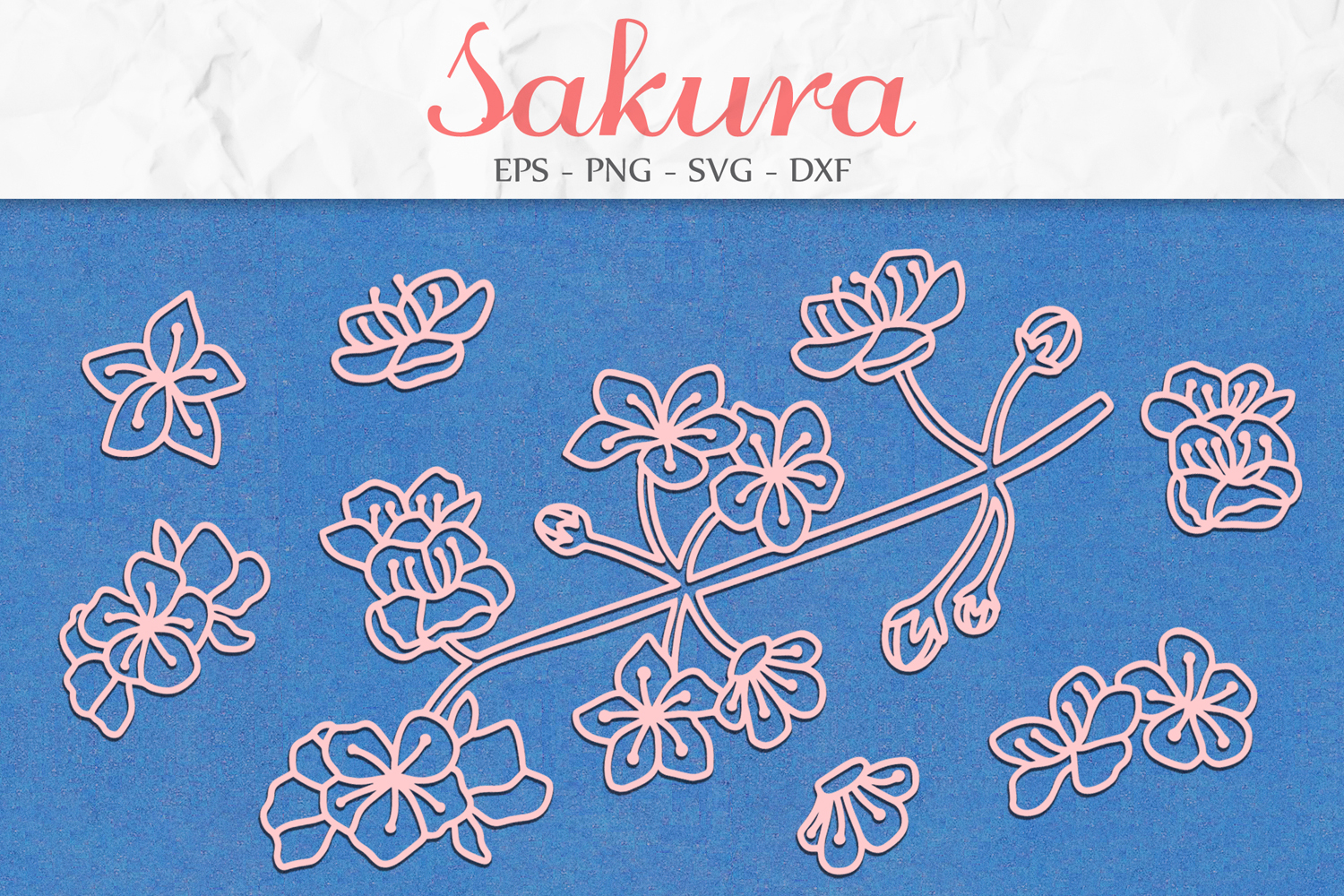 Sakura Flowers svg png dxf eps - Sakura Branch Paper Cut (336056 ...