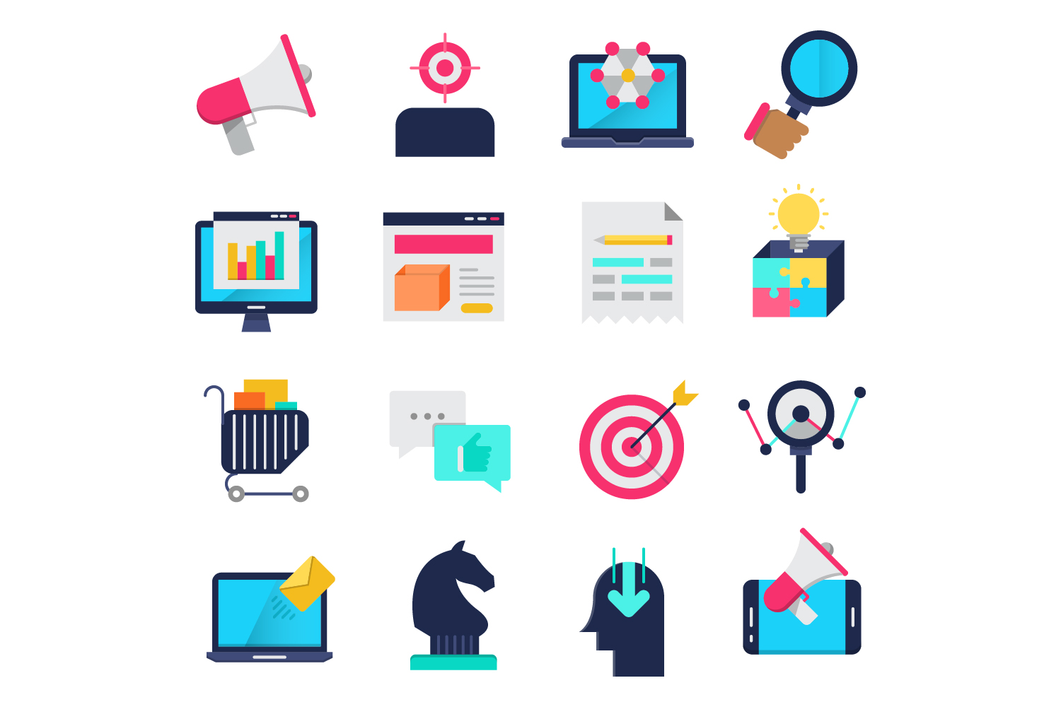 Marketing flat icons set (128996) | Icons | Design Bundles