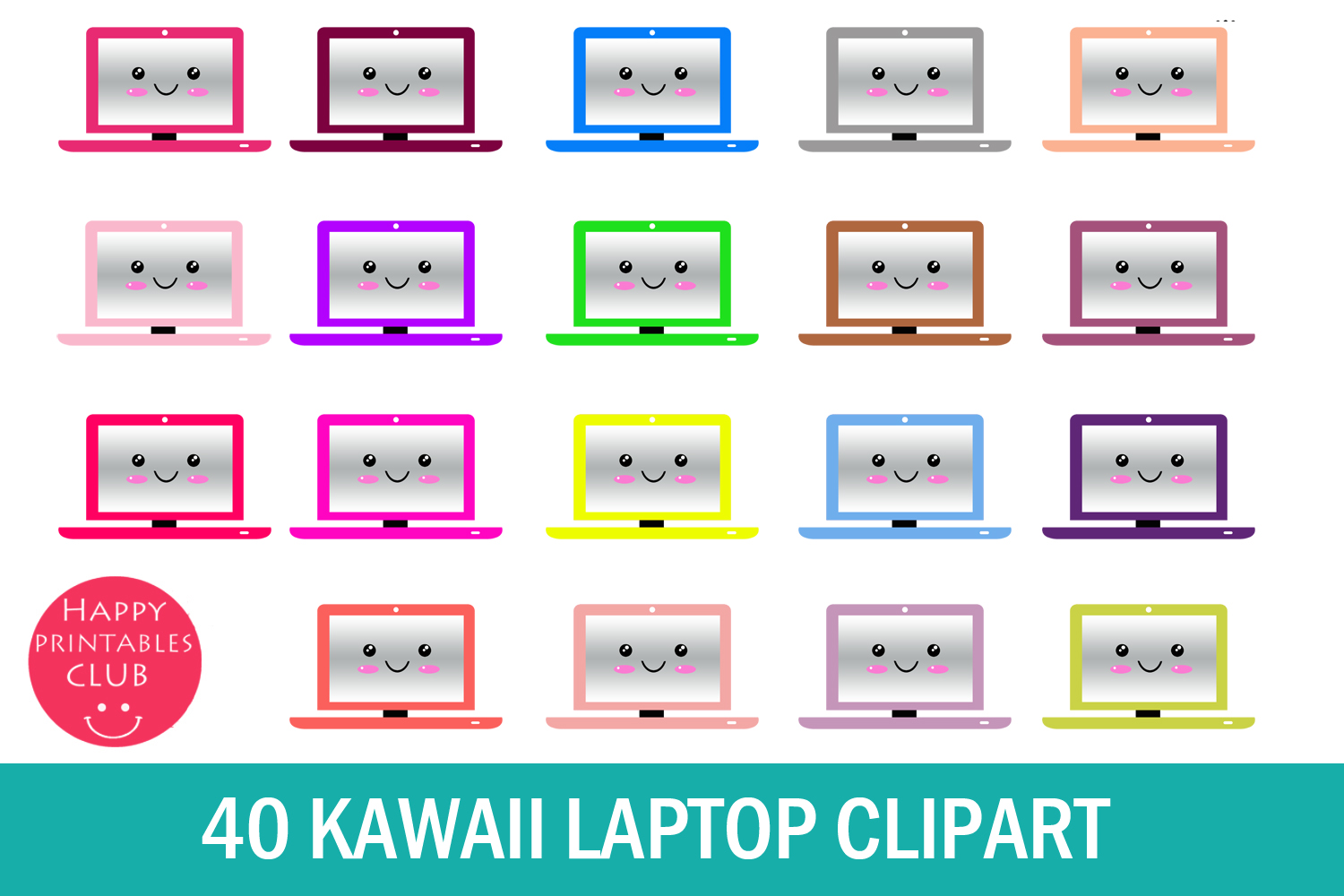 40 Kawaii Laptop Clipart- Cute Laptop Clipart