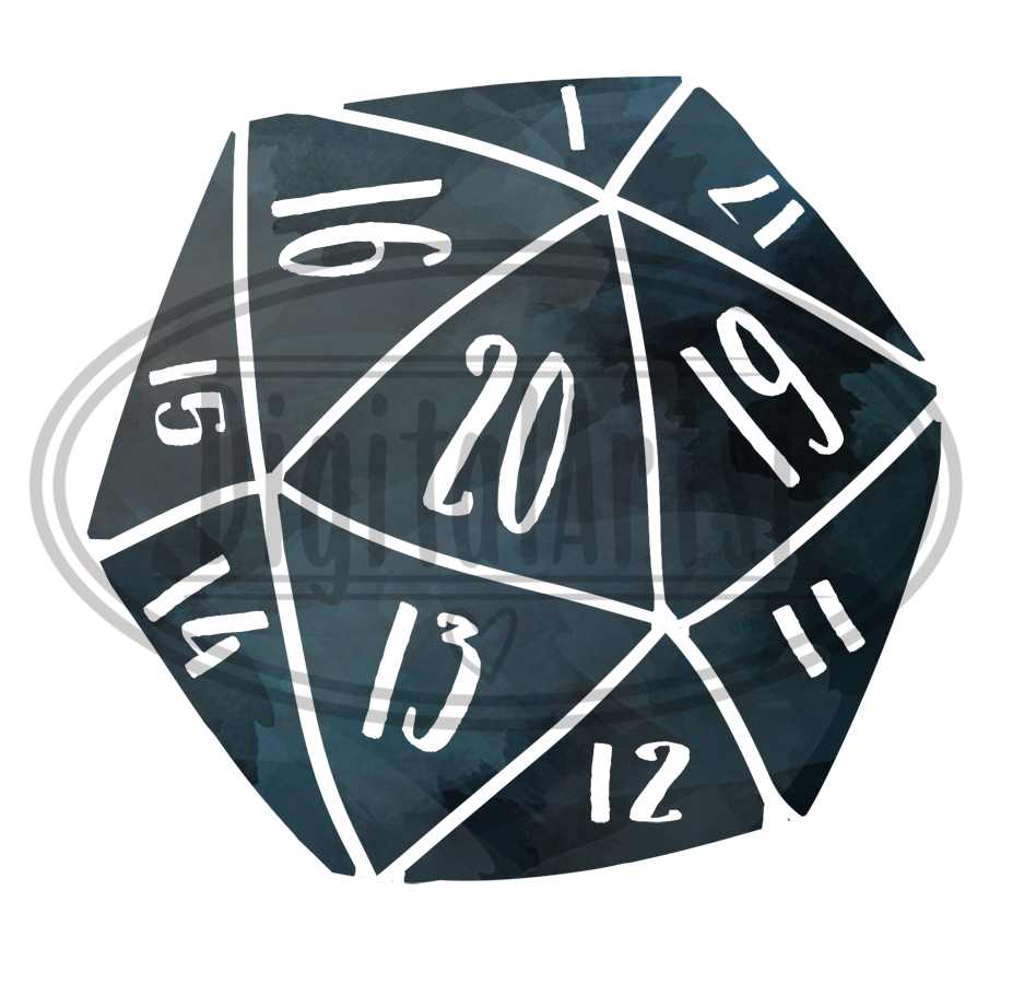 Watercolor D-20 Dice Clipart