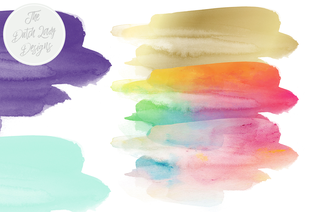 Paint Smudge Clipart Set Rainbow Colors