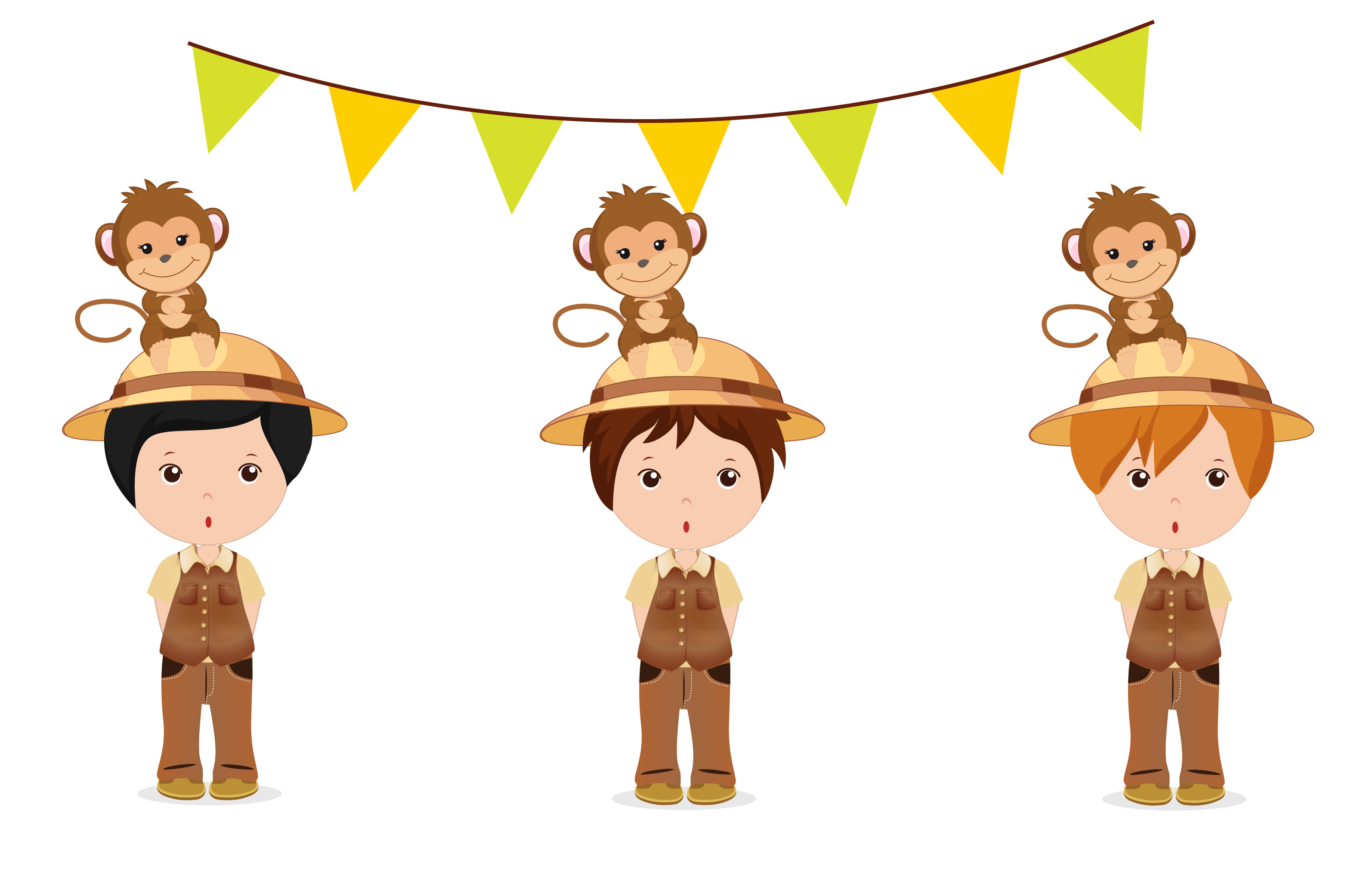 Safari boy illustration, Safari boy digital papers