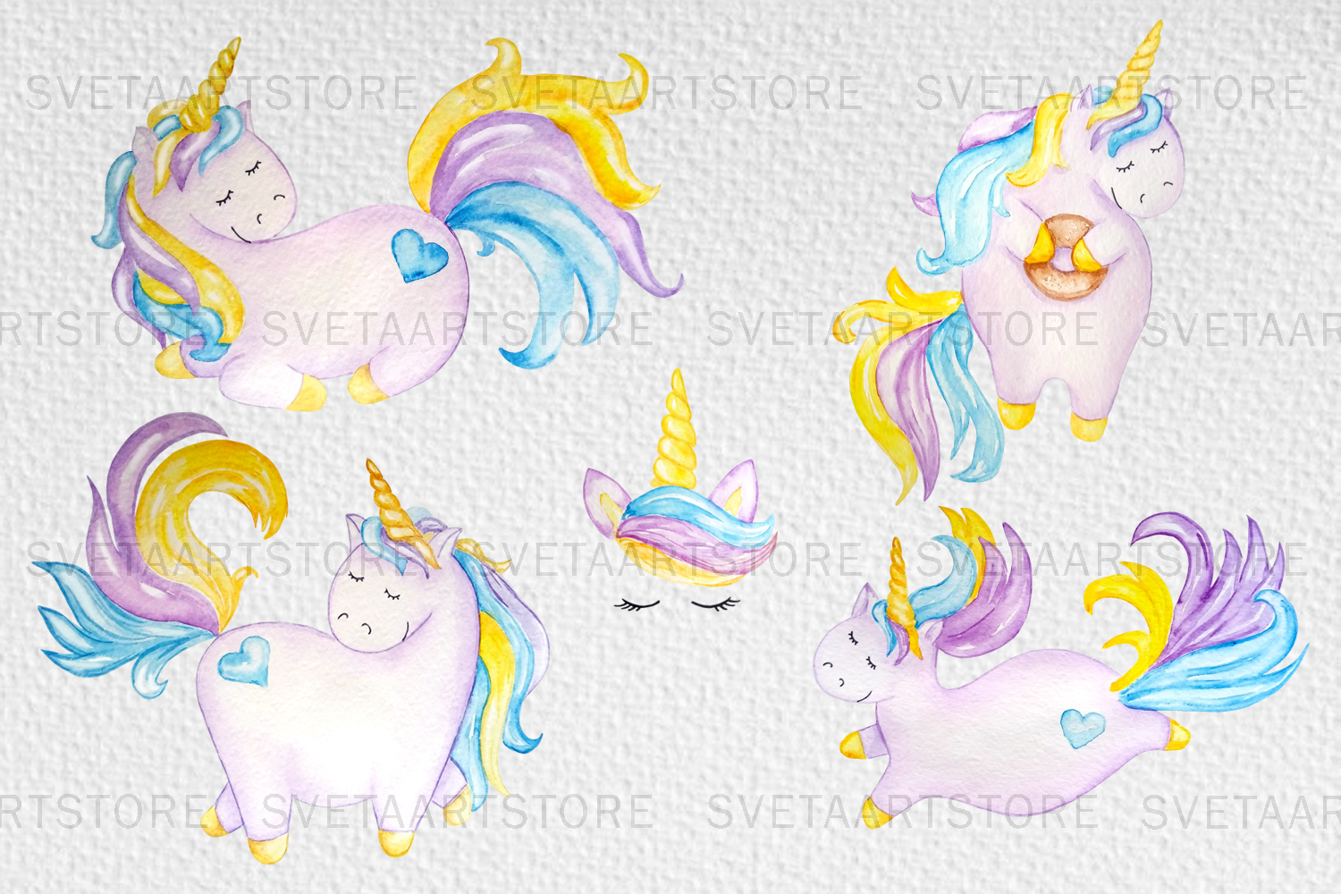 Unicorn clipart, Watercolor magic clipart