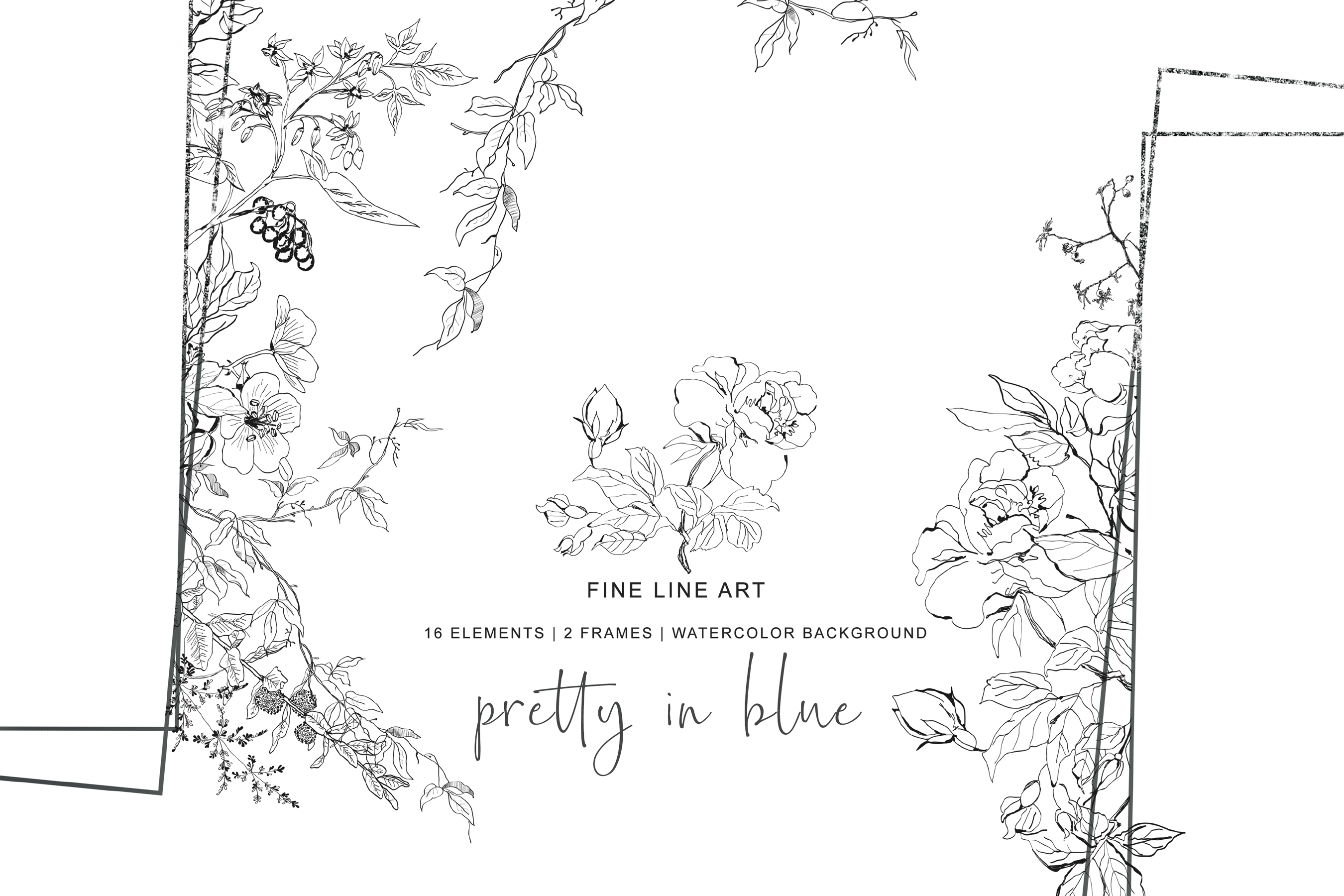 Hand Drawn Fine Line Clip Art (163580) | Illustrations | Design Bundles