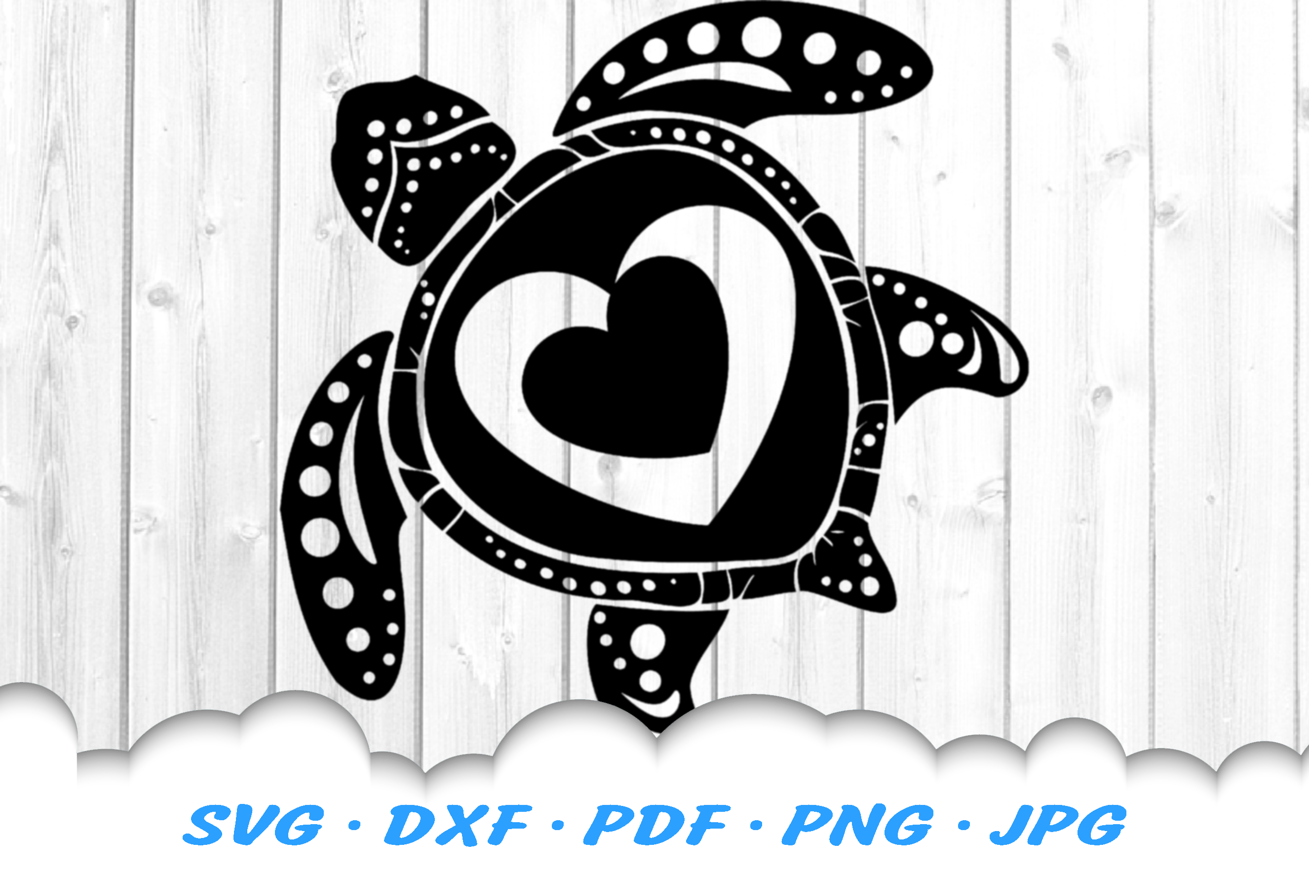 Valentines Sea Turtle Hearts SVG DXF Cut Files