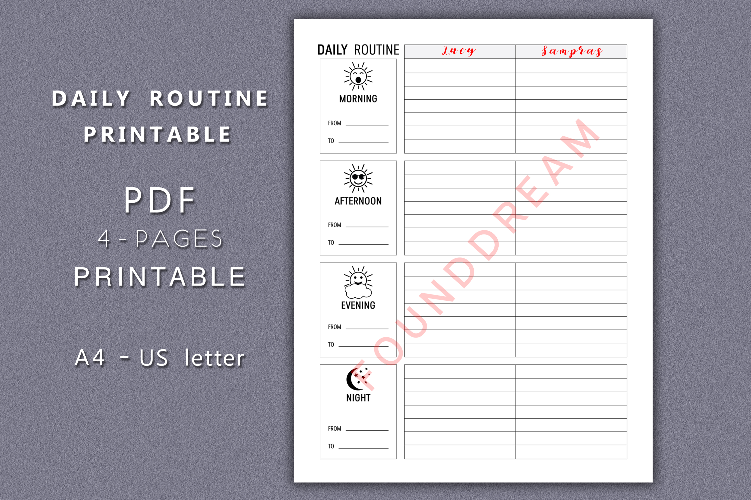 Daily Routine Planner Printable (230732) | Resume Templates | Design ...
