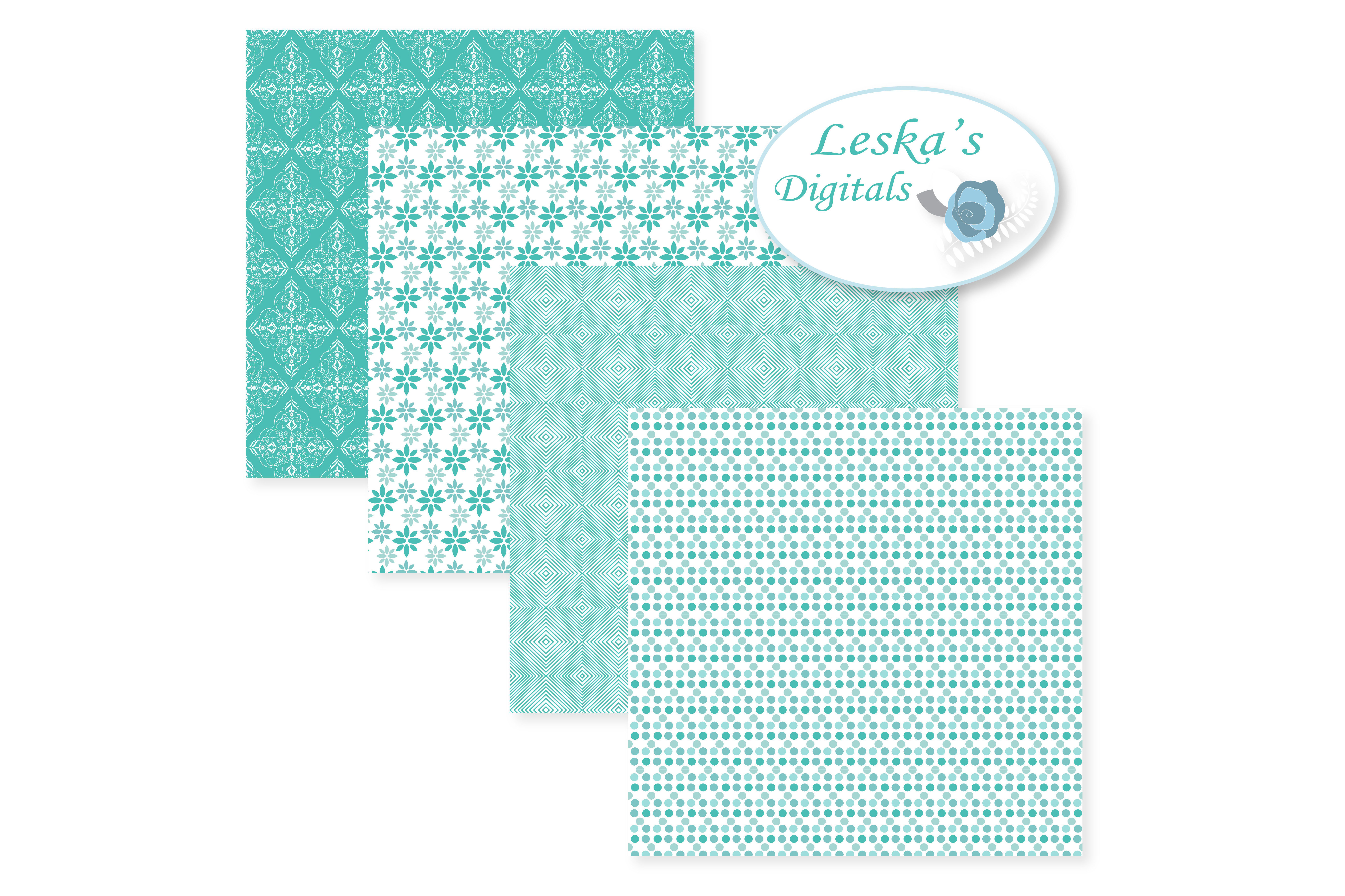 Teal Digital Paper Patterns
