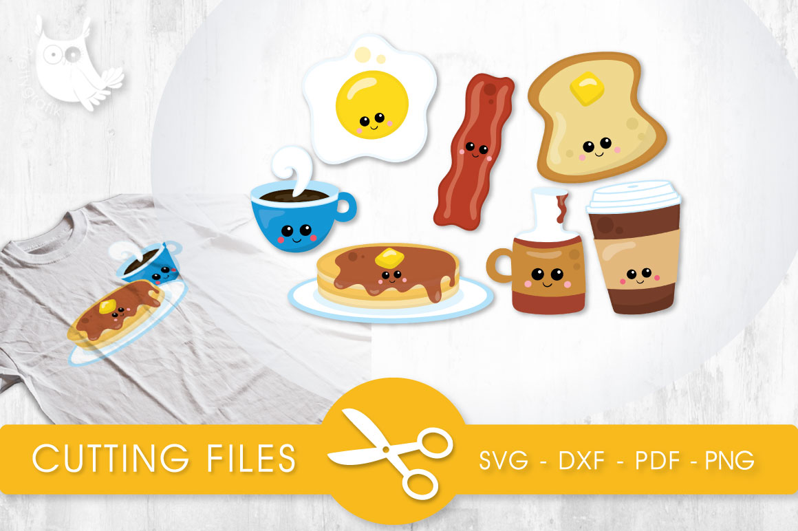 Cutesy Breakfast Food cutting files svg, dxf, pdf, eps included - cut ...