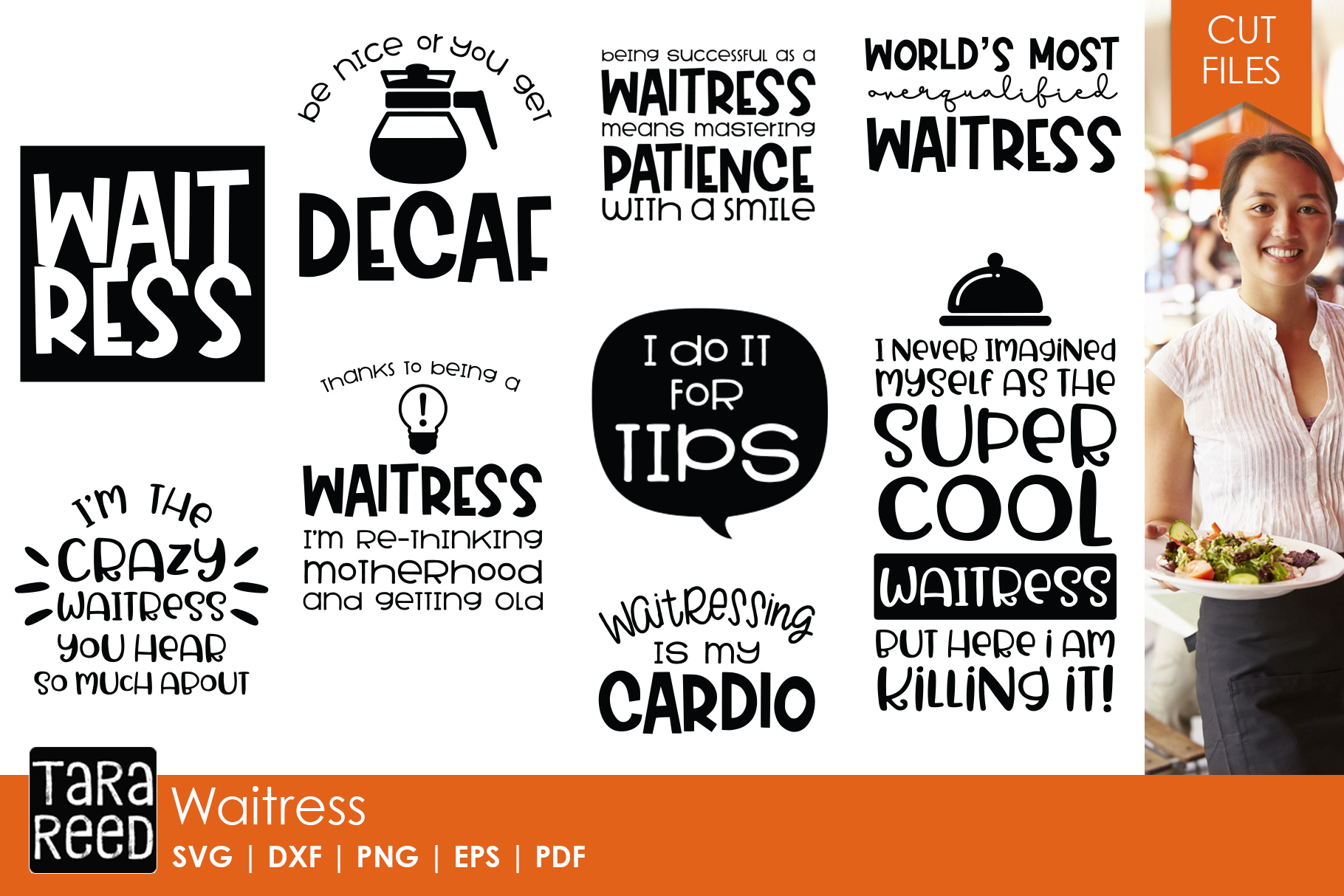 Waitress SVG and Cut Files for Crafters