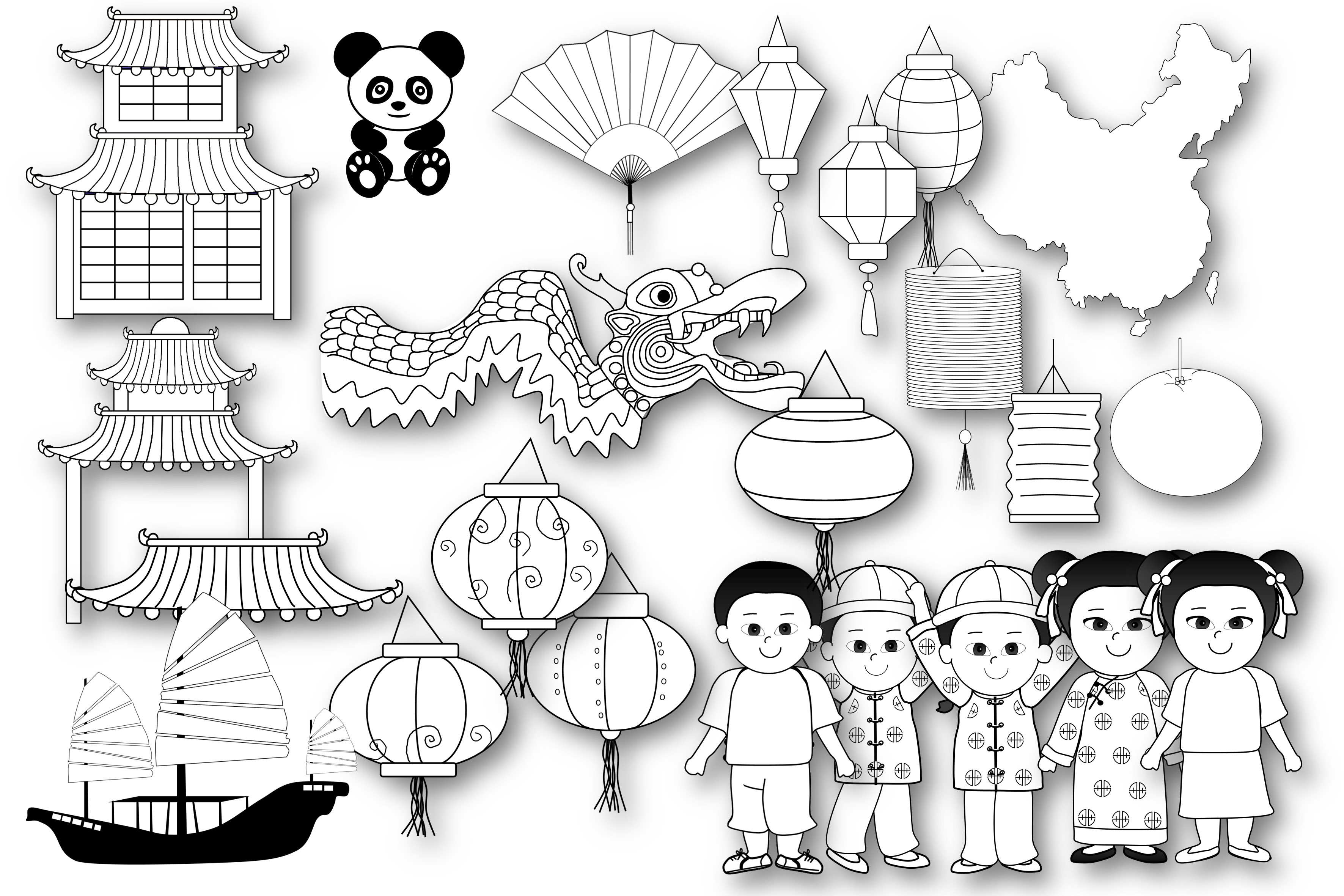 Chinese Theme Graphics (40899) | Illustrations | Design Bundles