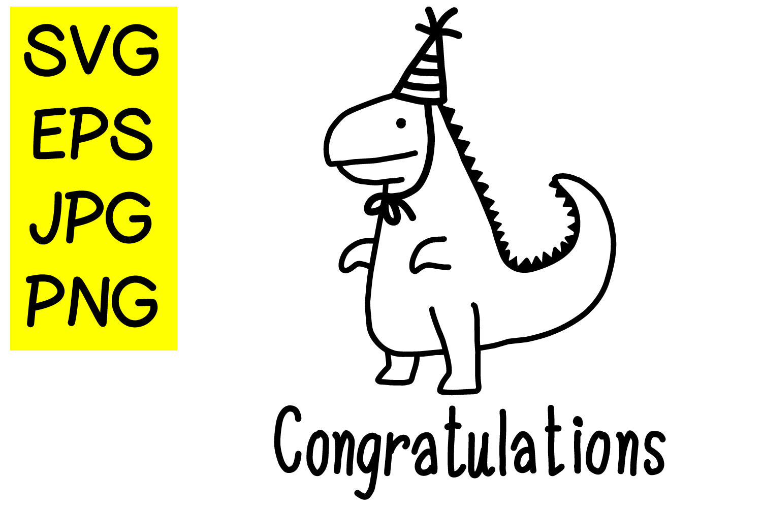 Congratulations Dinosaur - SVG/JPG/PNG Hand Drawing (192628 ...