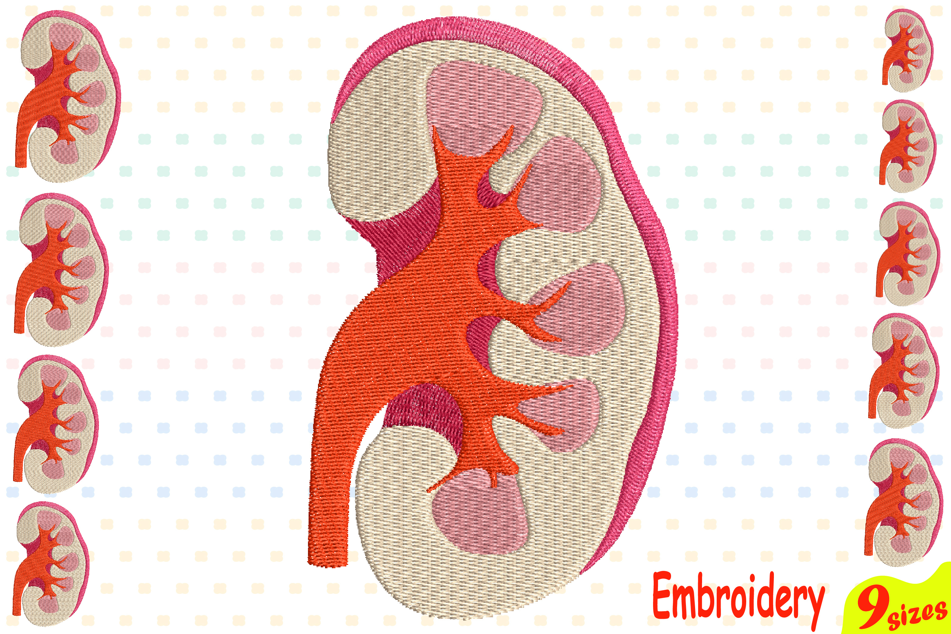 Kidney Embroidery Design Machine Instant Download Commercial Use ...