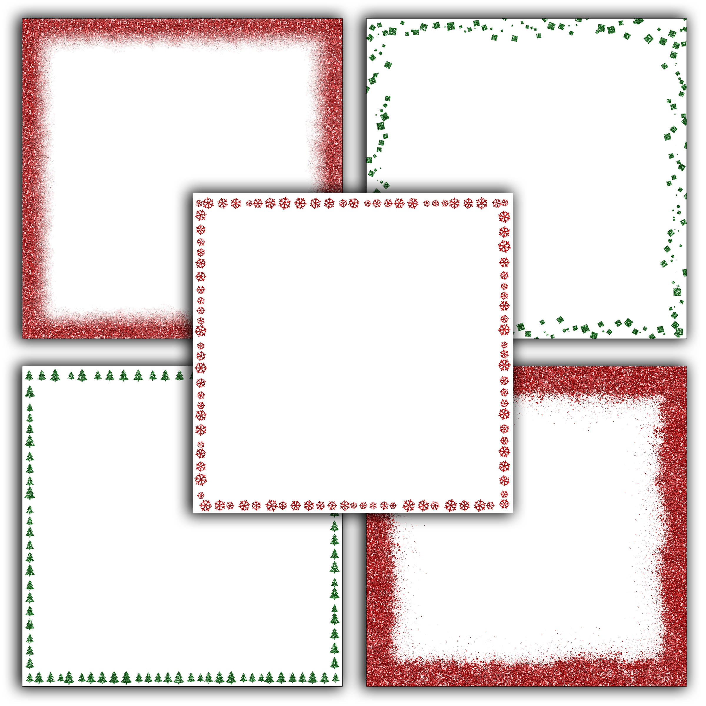 Christmas Glitter Borders Digital Paper (43526) | Backgrounds | Design ...