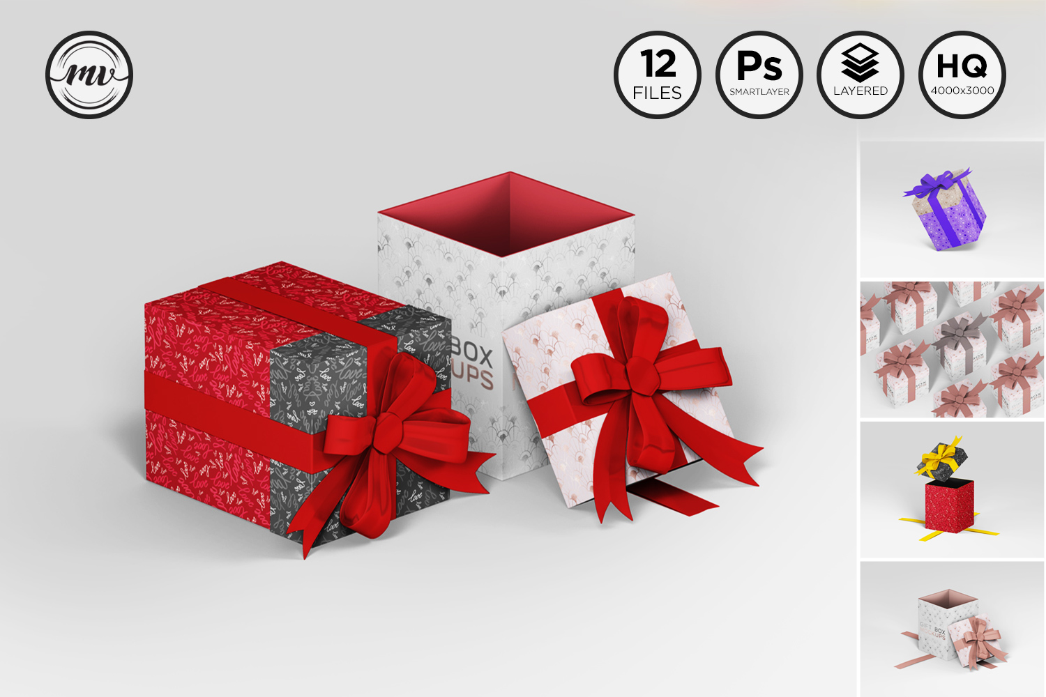 Gift Box Rectangle Mockups V2