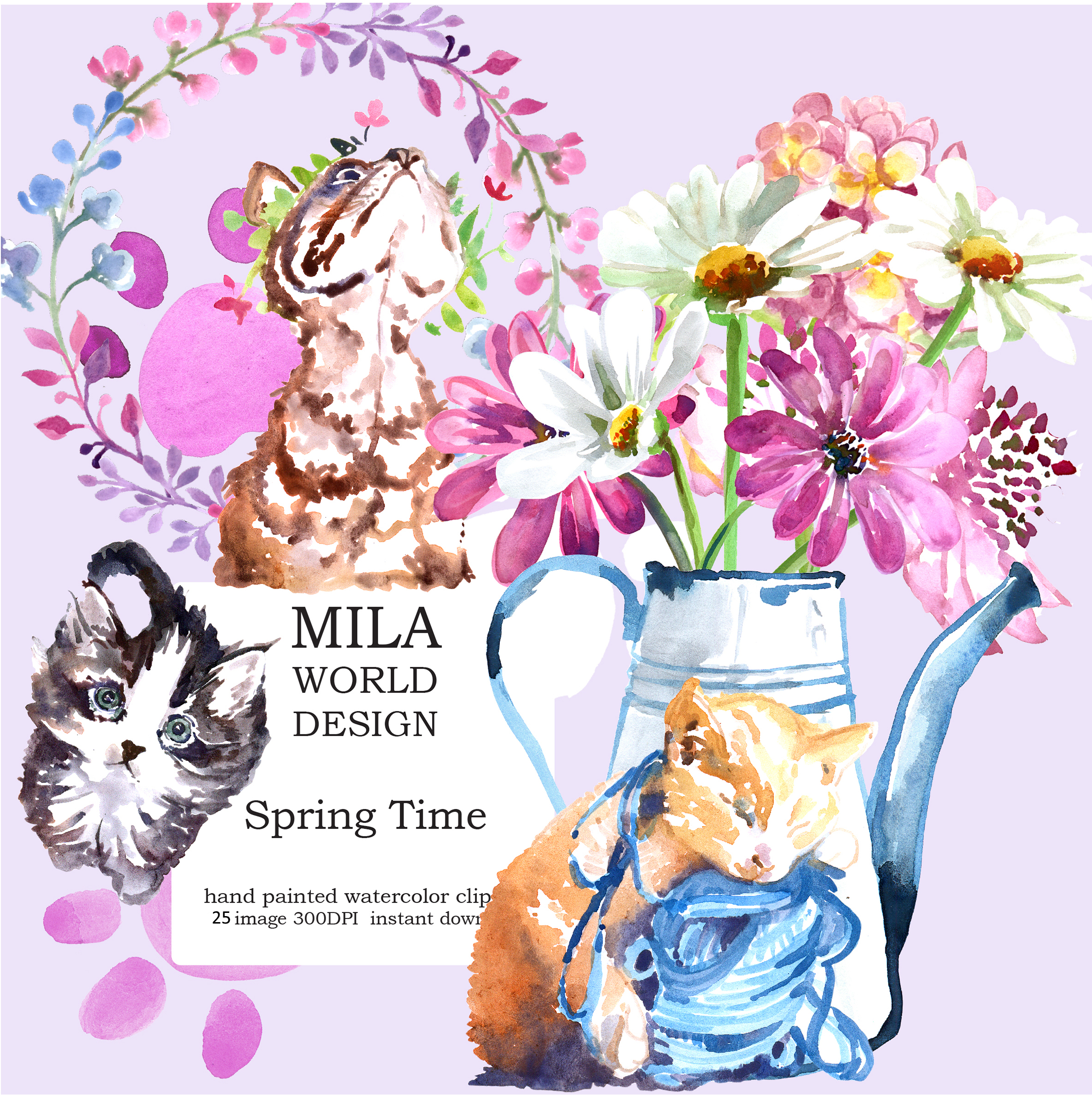 Watercolor Springtime clipart (68683) | Illustrations | Design Bundles