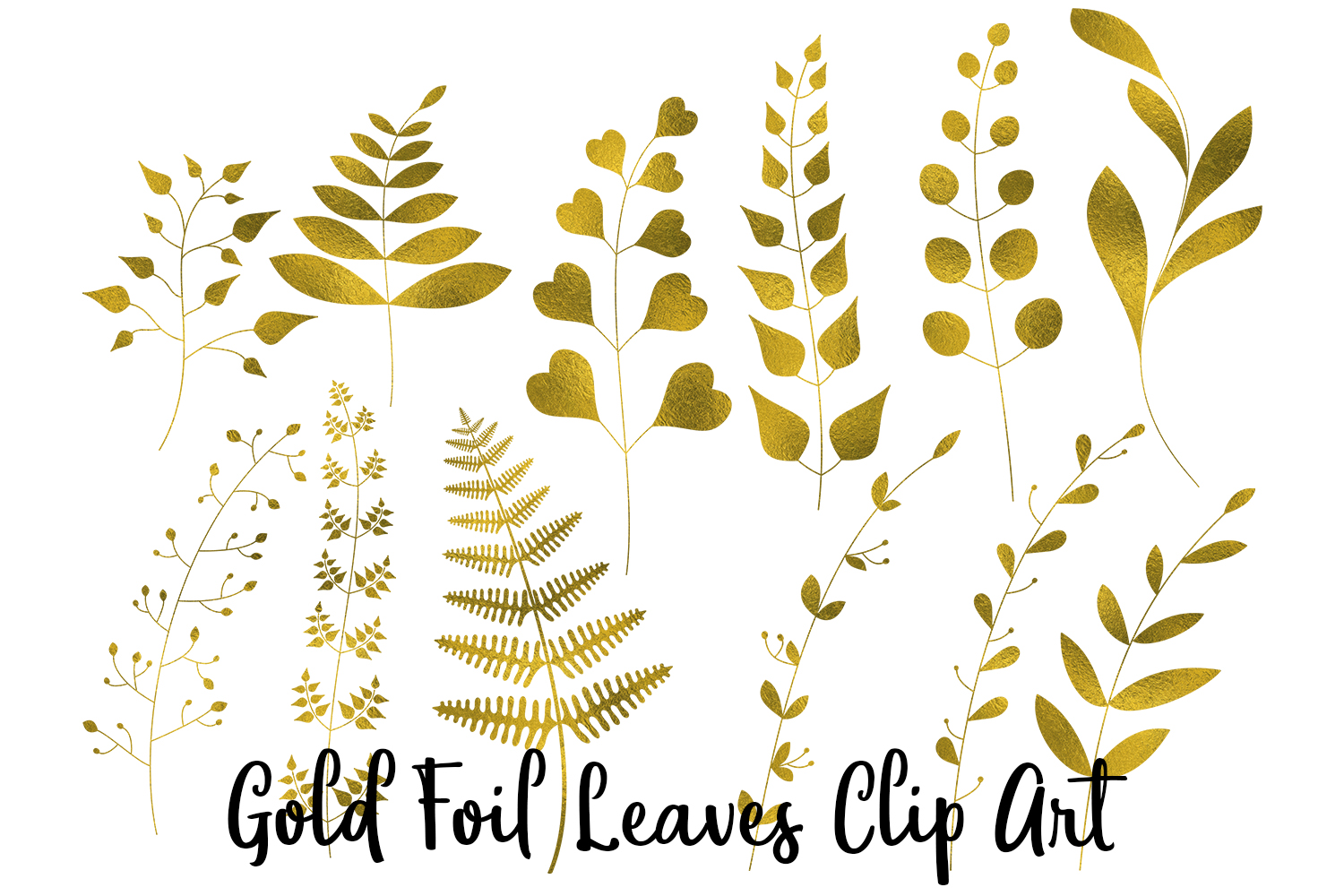 Gold Foil Leaves Clip Art