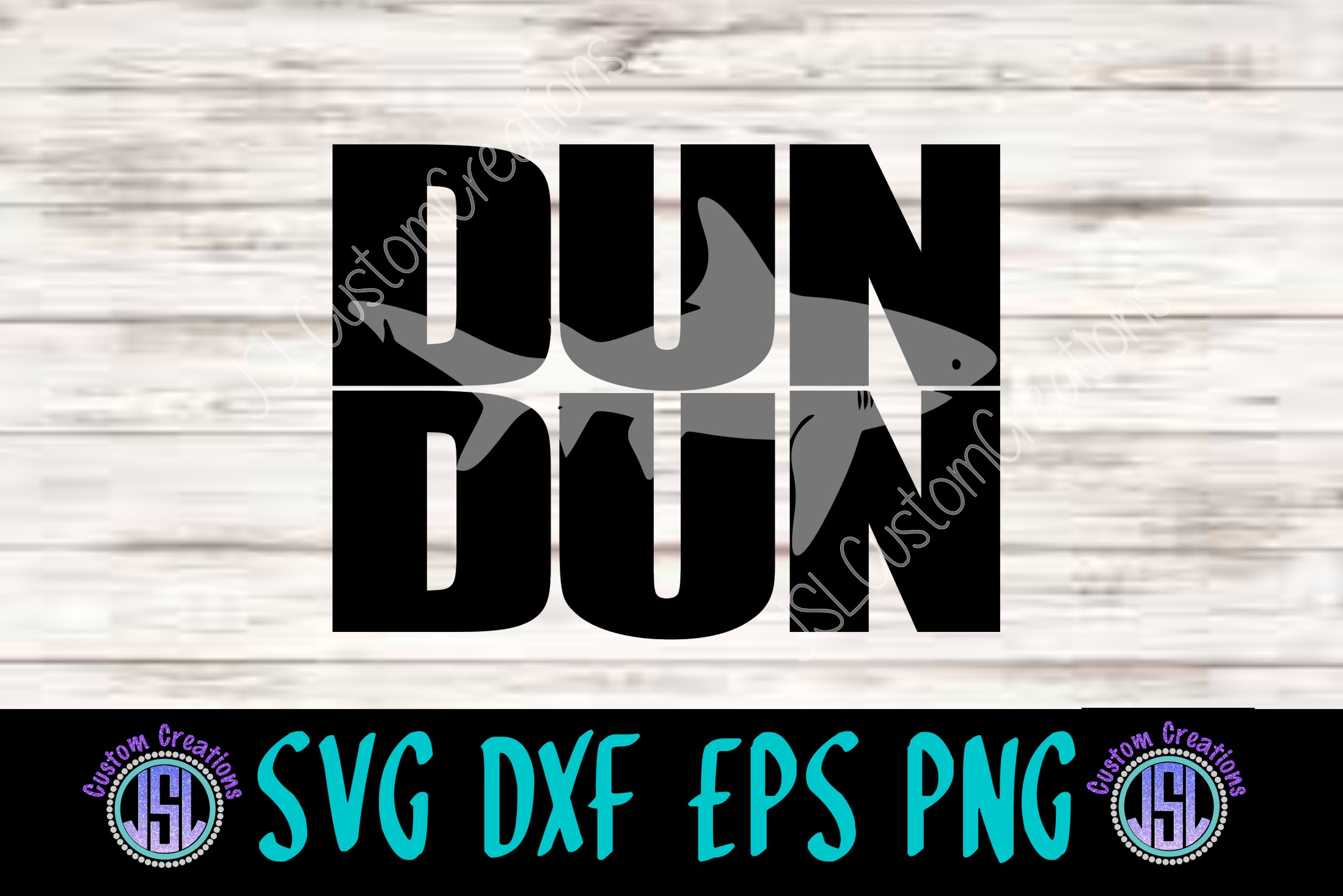 Dun Dun Shark Knockout Design SVG DXF EPS PNG Digital File