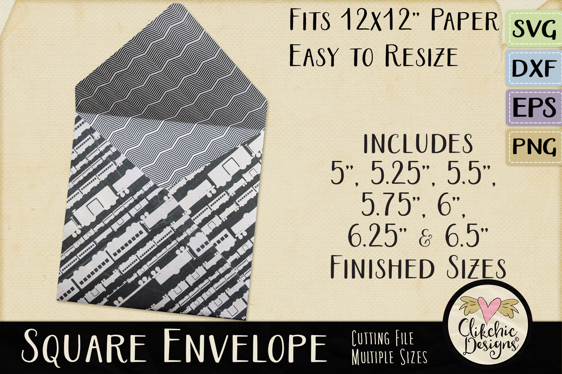 Square Envelope SVG - Square Envelope Cutting File Template