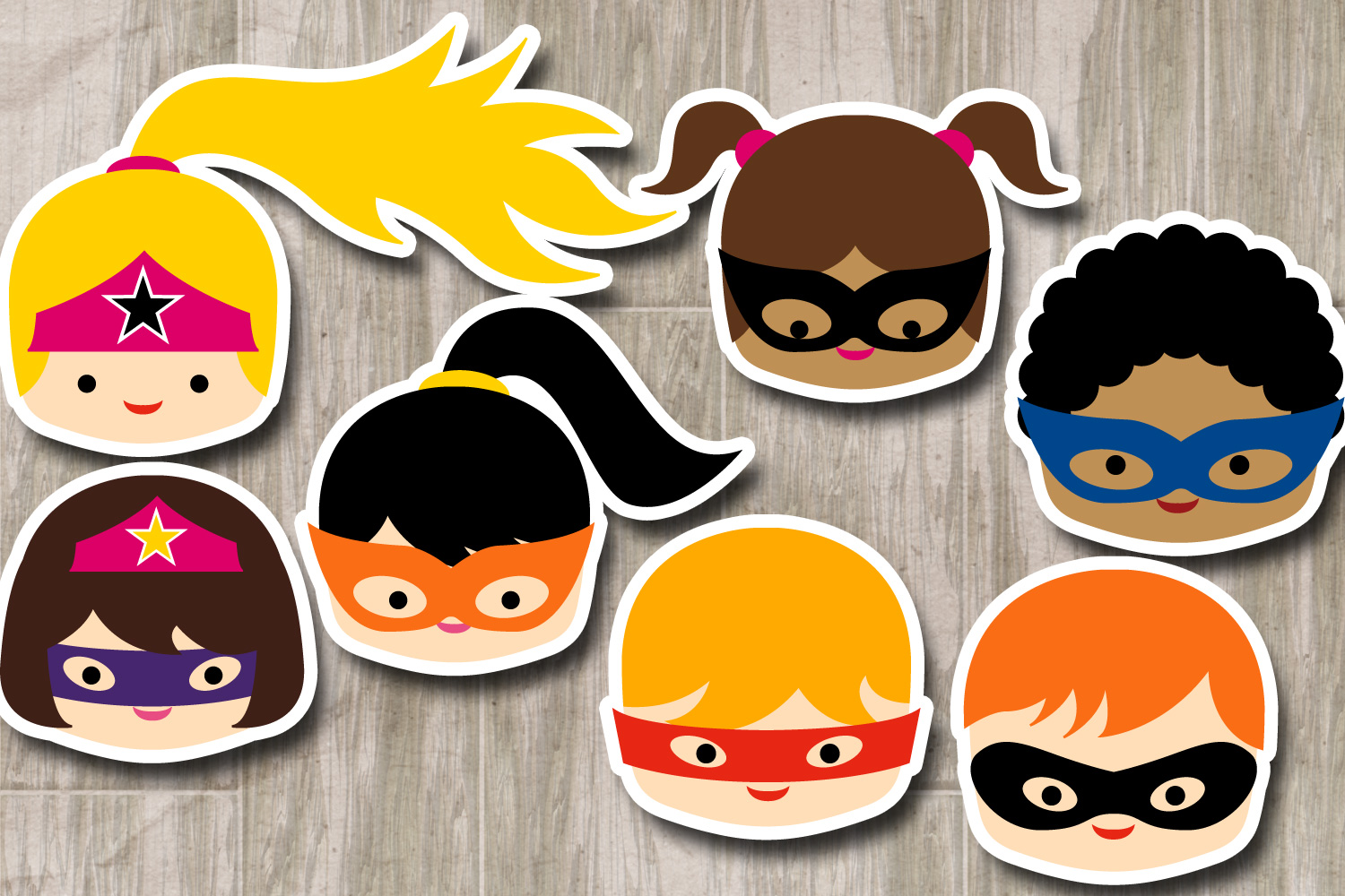 Superhero head clip art graphics (107350) | Illustrations | Design Bundles