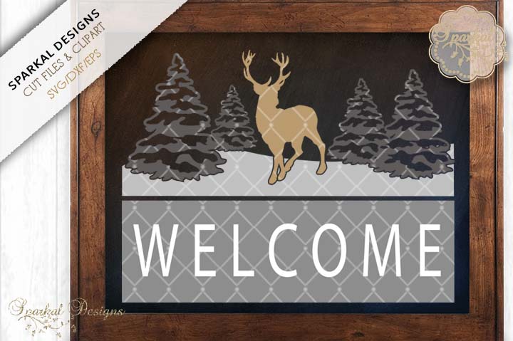 Welcome Sign Stencil With Deer, Buck