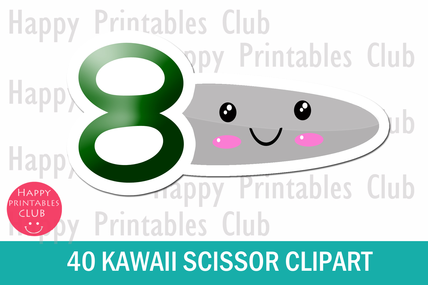 40 Kawaii Scissor Clipart- Cute Scissor Clipart- Kawaii