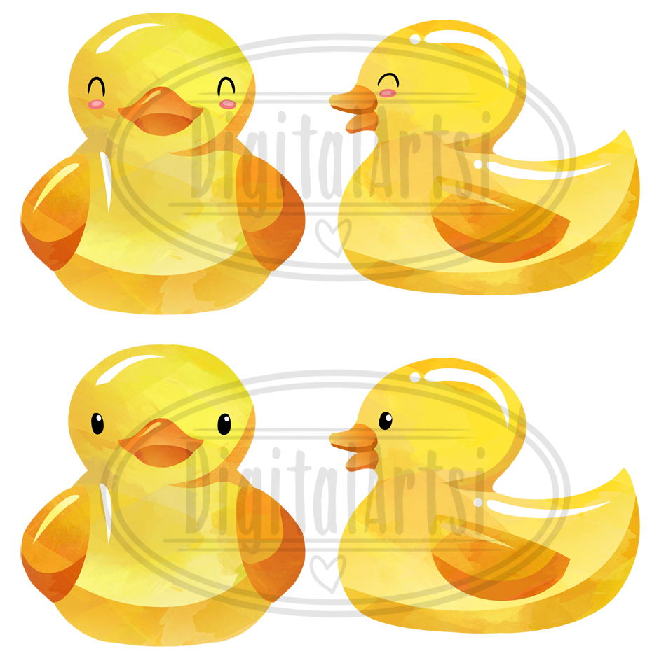 Watercolor Rubber Ducks Clipart (193143) | Illustrations | Design Bundles