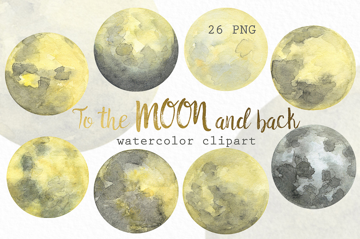 Watercolor Moon Phases.