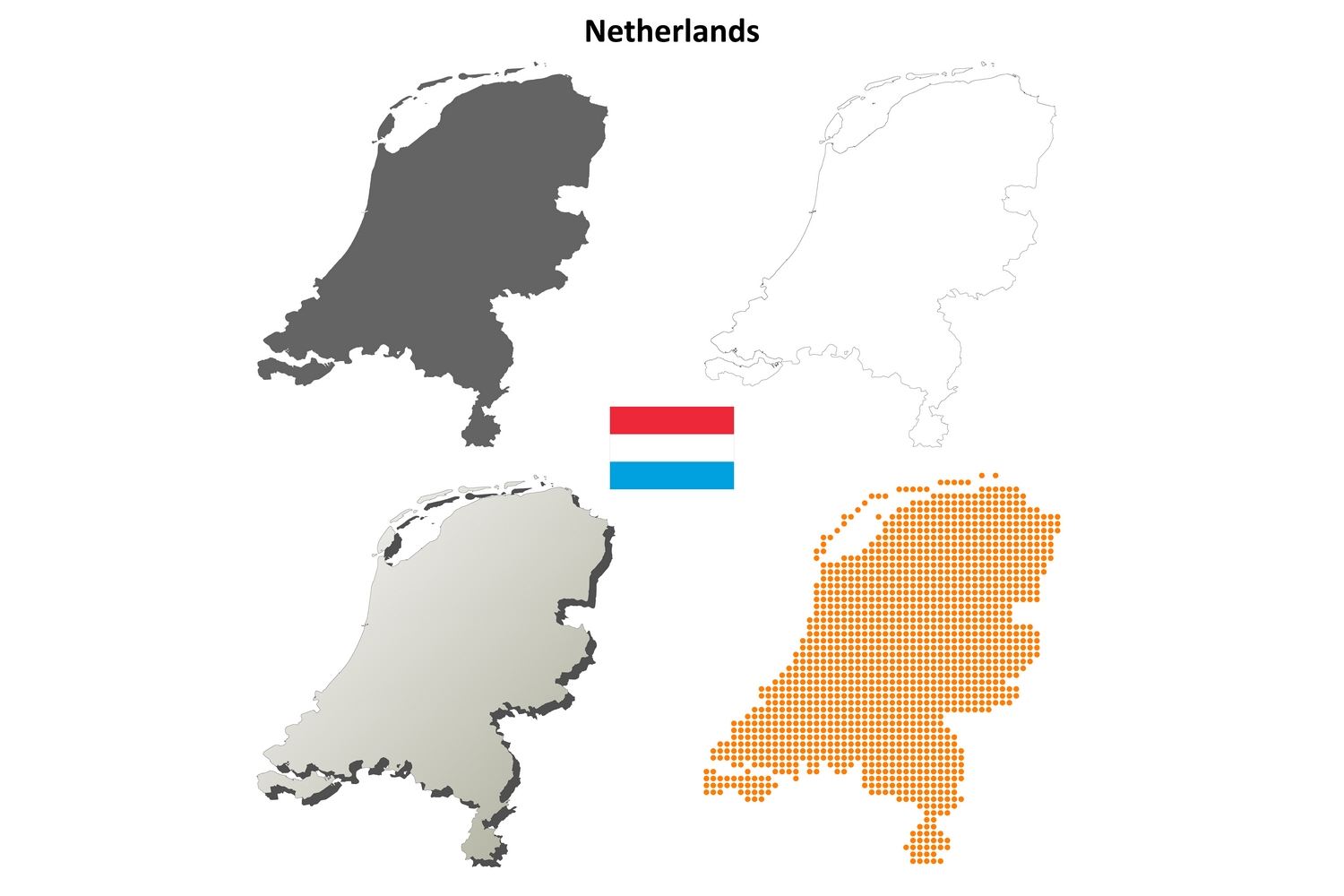 Netherlands outline map set (320047) | Illustrations | Design Bundles