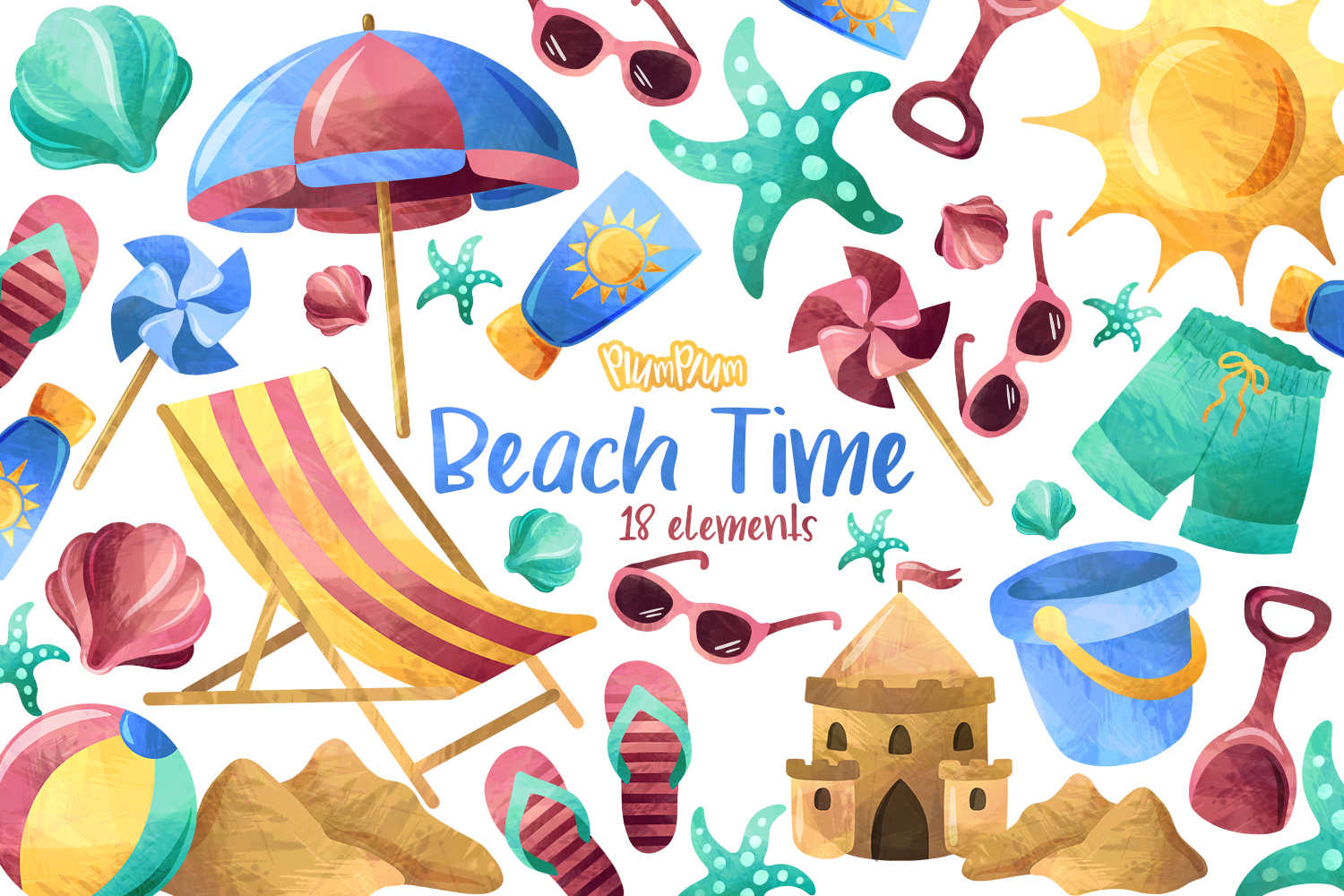 Beach Watercolor Clipart