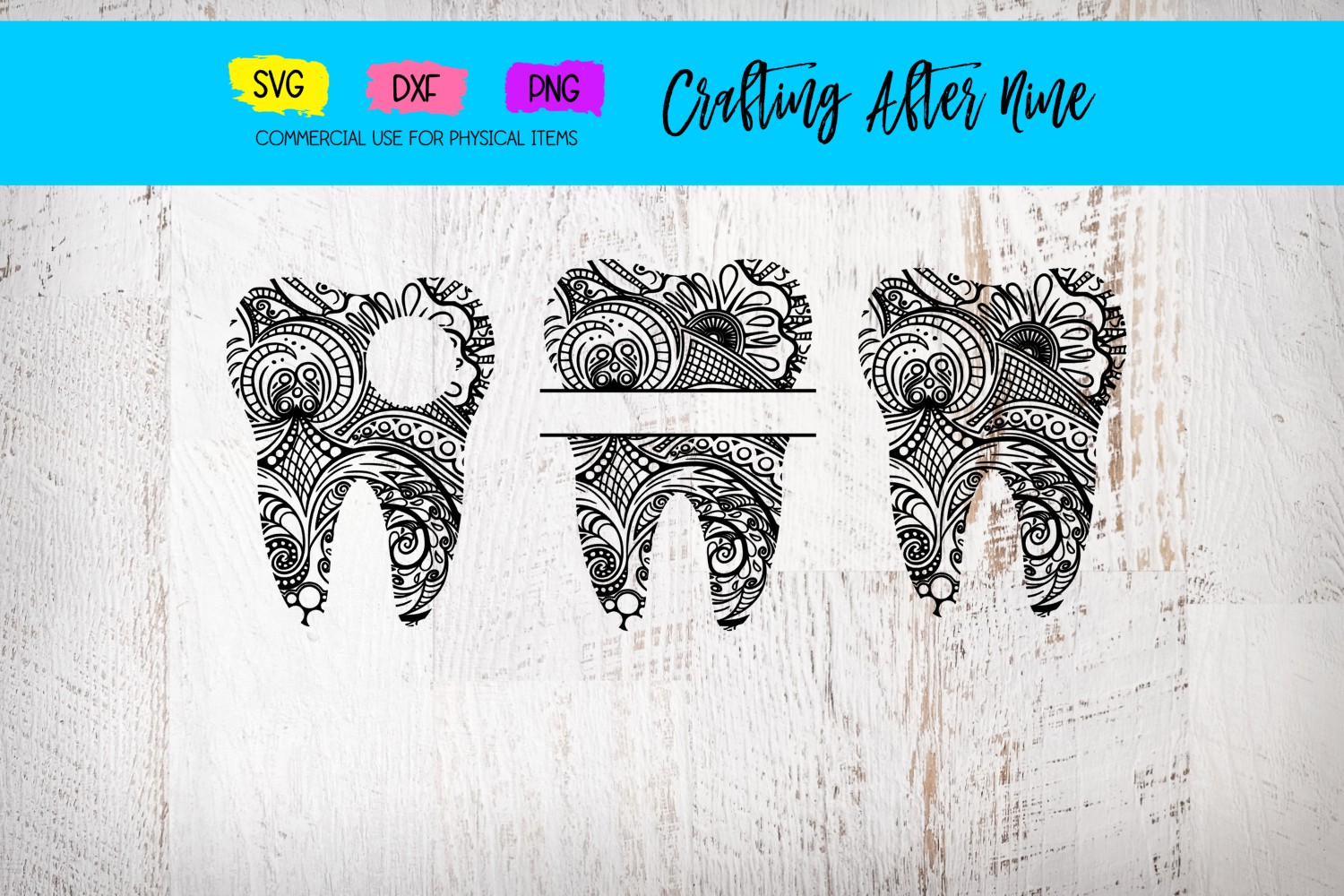 Mandala Tooth Cut Files, Denitist, Dental Hygenist, Tooth