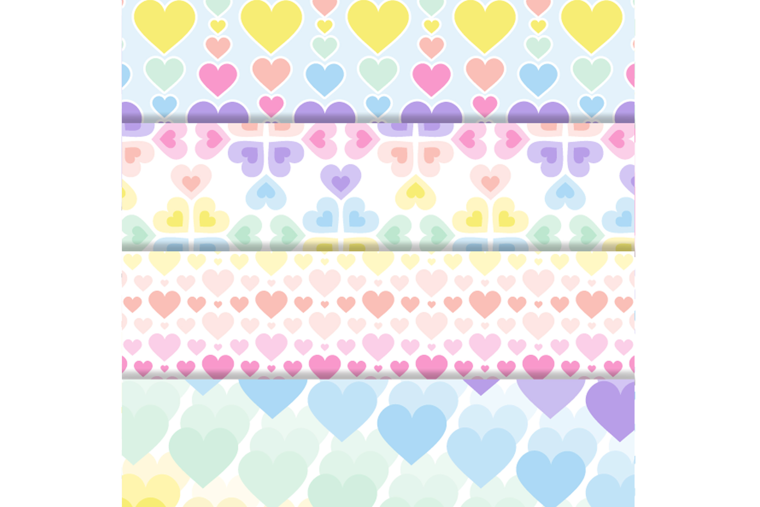 Pastel Heart Background, Rainbow Digital Paper Pack