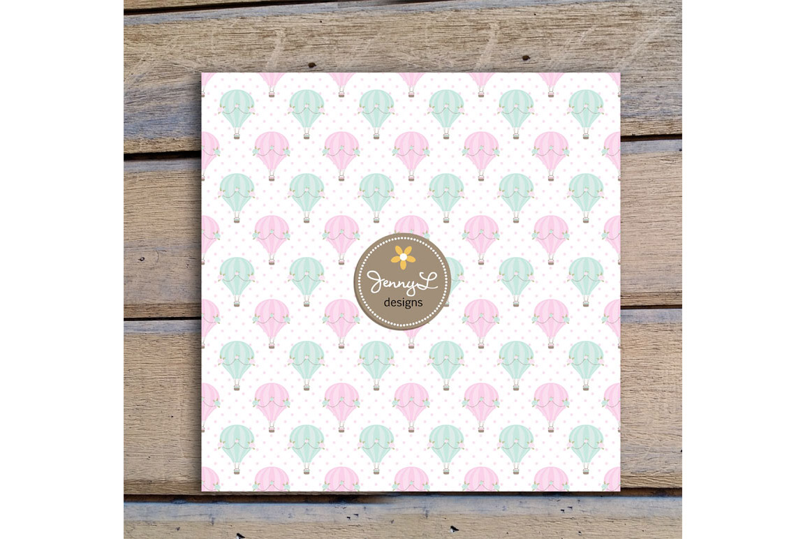 Pastel Hot Air Balloons Digital papers and Clipart (83016 ...