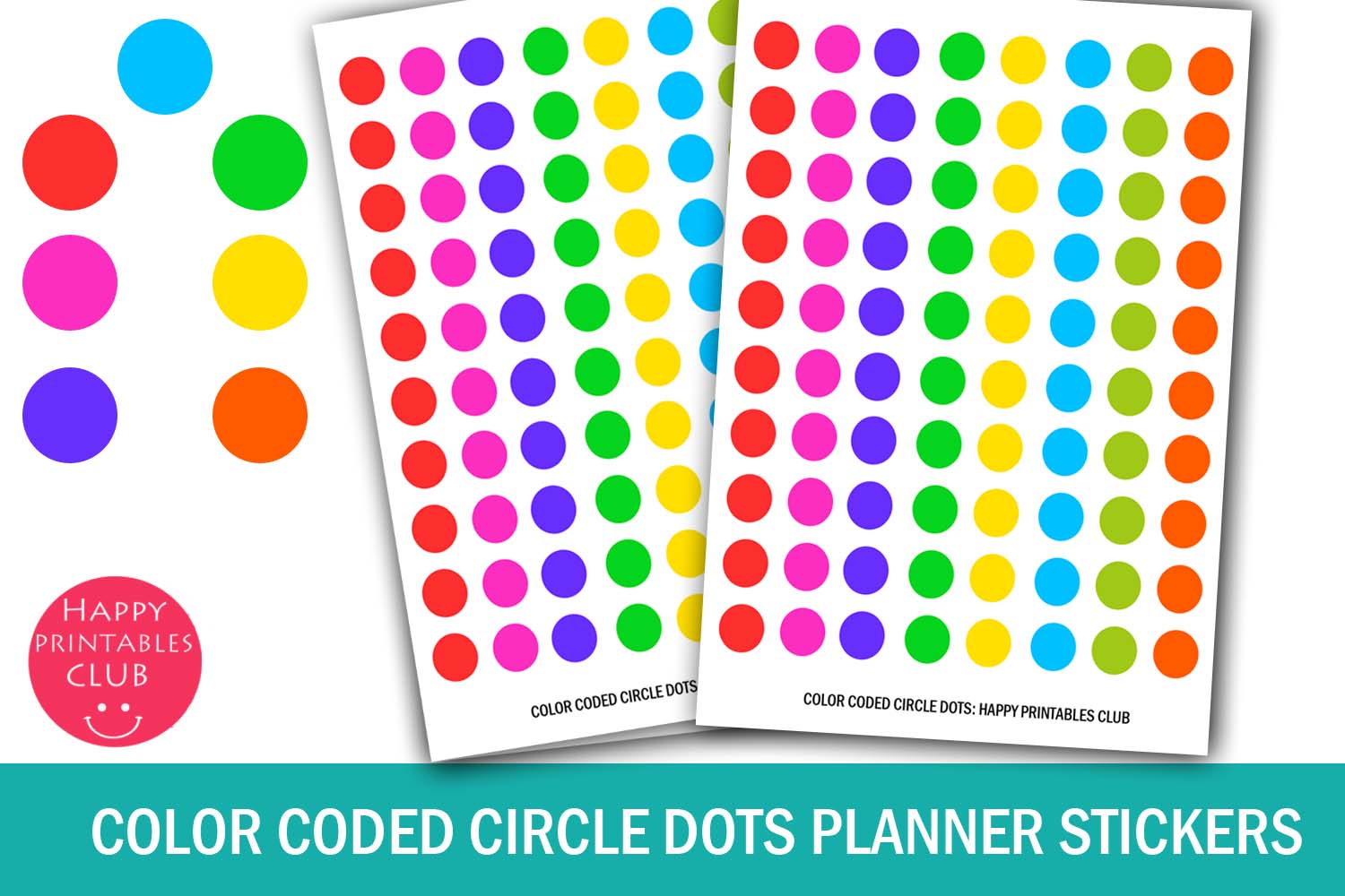 Color Coded Circle Dots Planner Stickers-Bright Color Dots